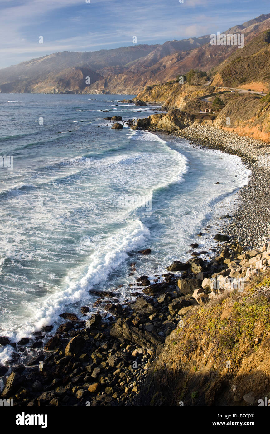 View north of the Pacific Ocean coast between Gorda & Lucia, California ...