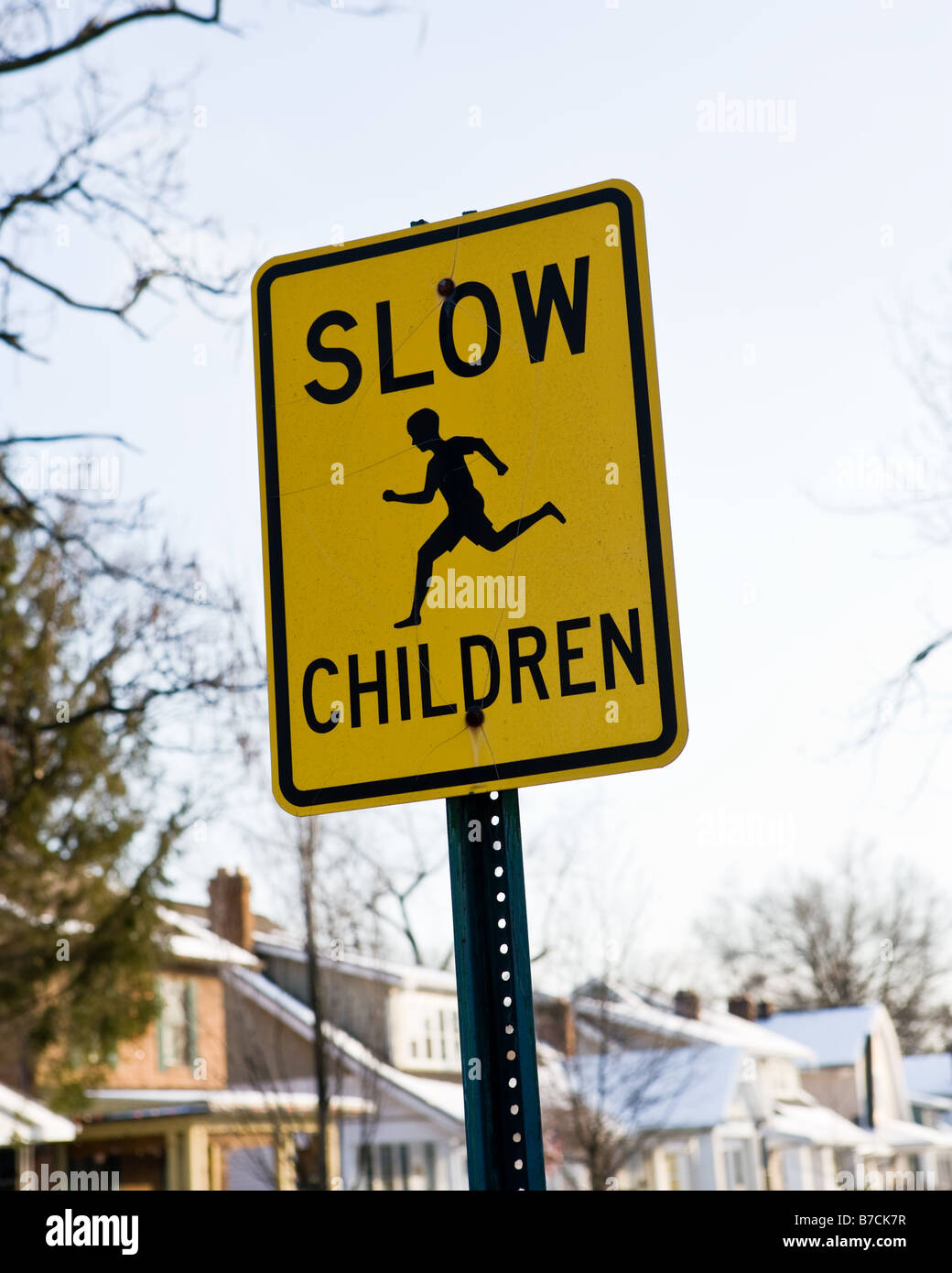 A "Slow Children" street sign Stock Photo - Alamy