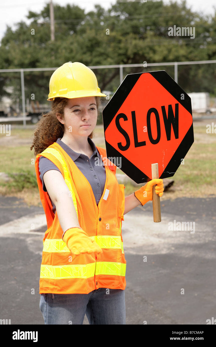 Construction Worker Directing Traffic High Resolution Stock Photography ...