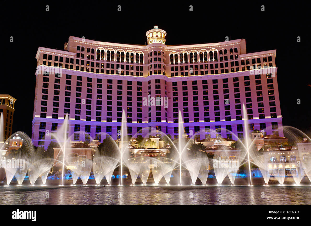 Bellagio Hotel and Casino at night Stock Photo - Alamy