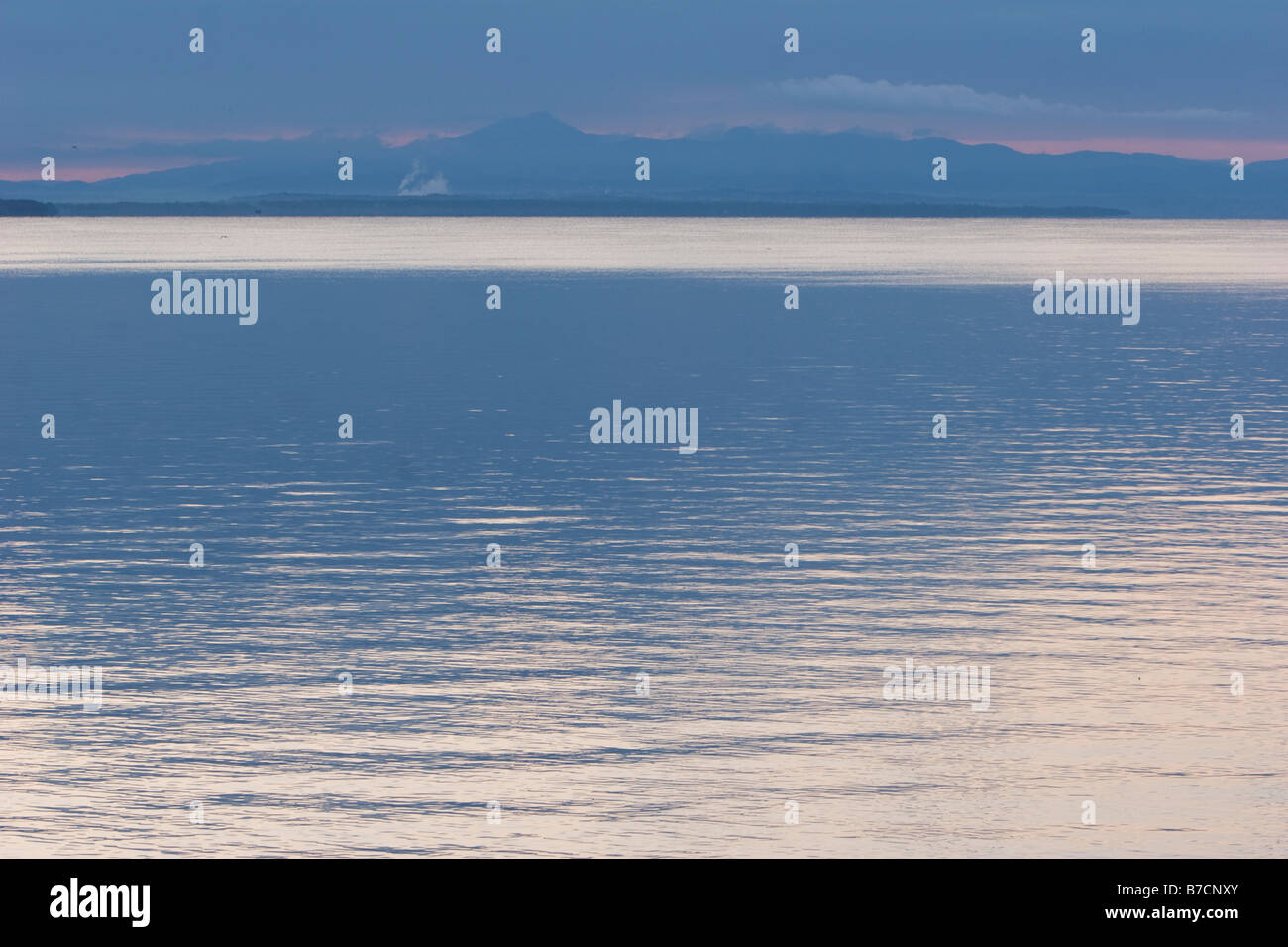 Morning clouds float over Lake Champlain in upstate New York at dawn ...