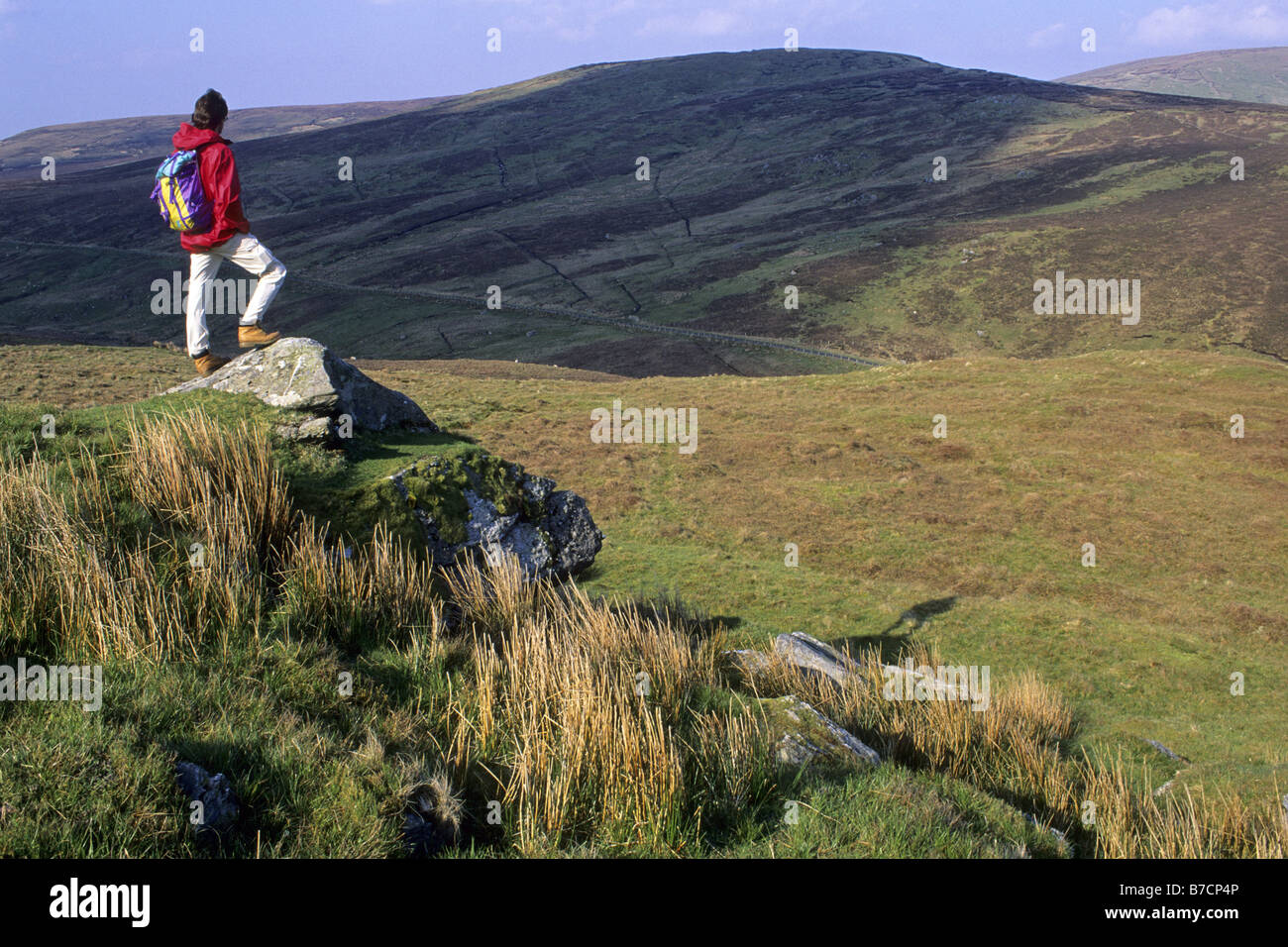 Hiker in the Sperrin Mountains, County Tyrone, United Kingdom, Northern ...