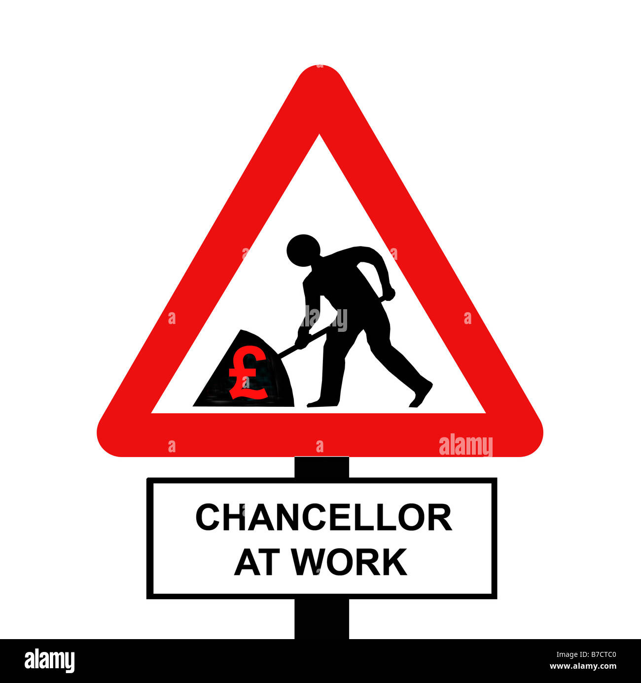 Chancellor work sign showing pile of money. Could be used to depict ...