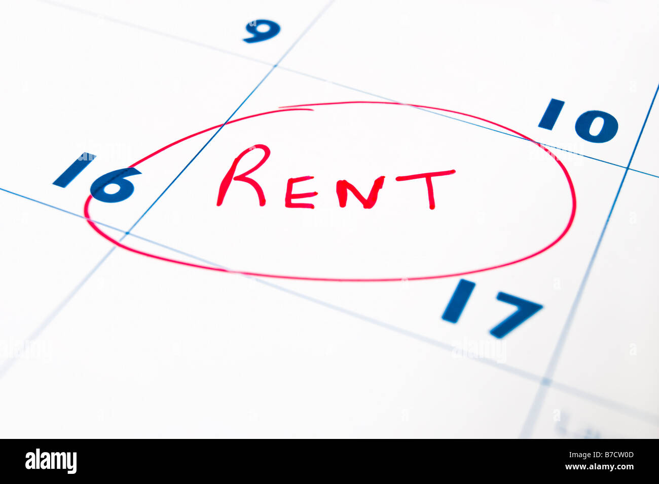 Rent due written on calendar hi-res stock photography and images - Alamy