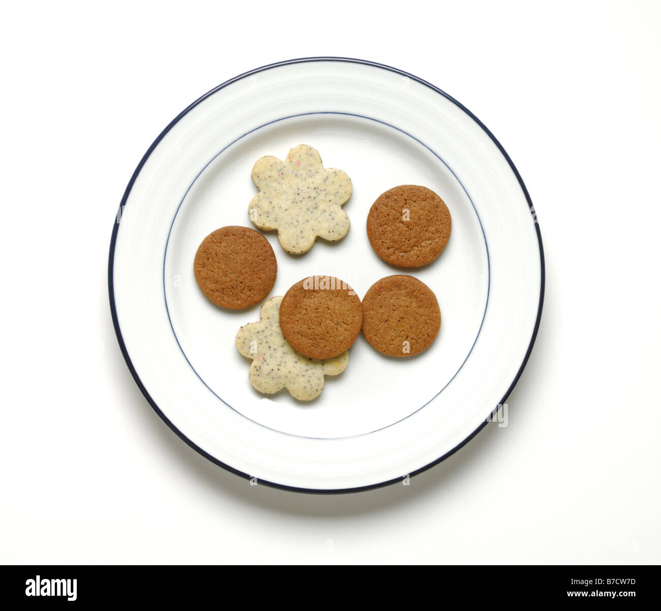 A collection of cookies on a round white dinner plate Stock Photo - Alamy