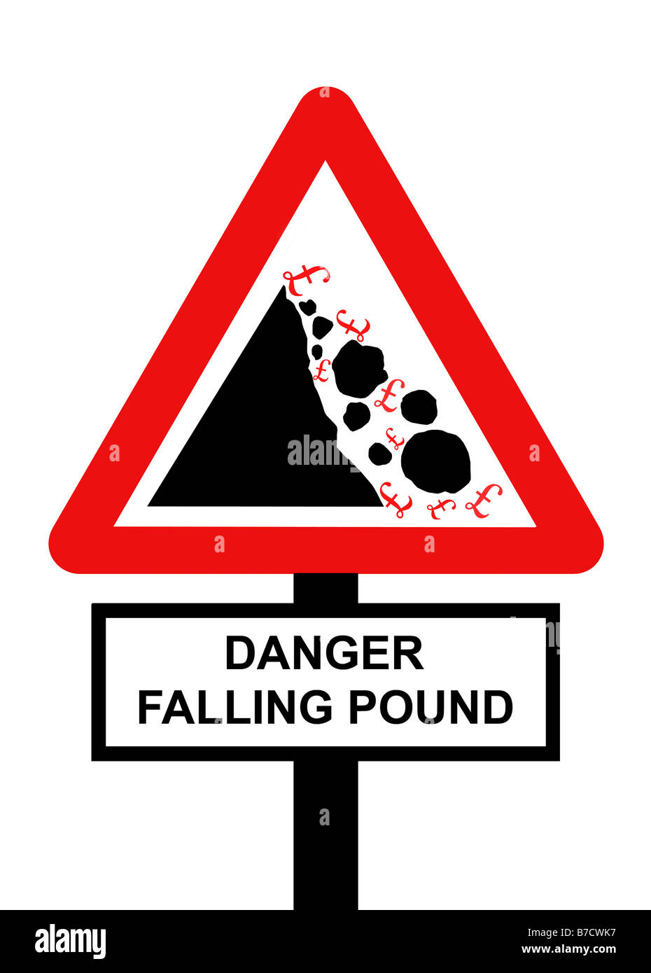 Danger, falling pound road sign. Could be used to depict weak pound ...