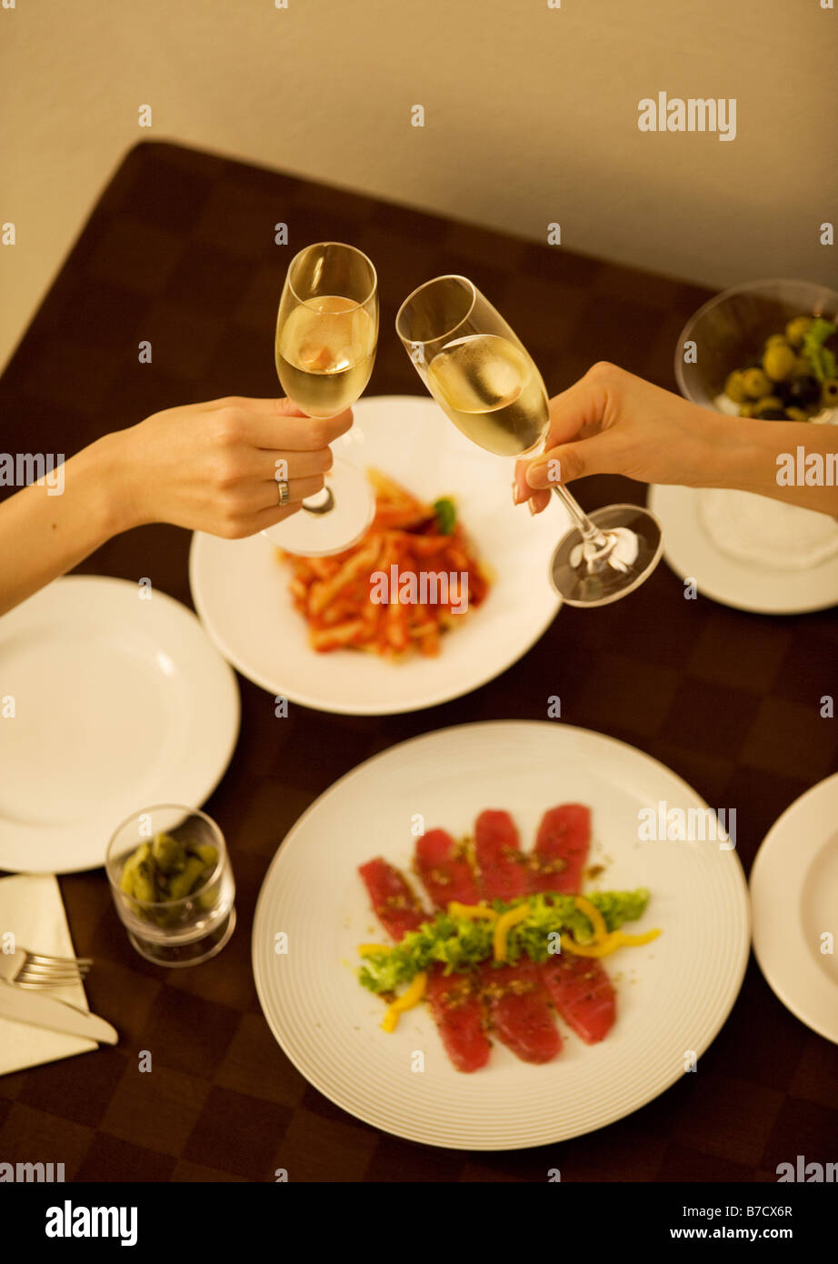 Toasting with champagne Stock Photo - Alamy