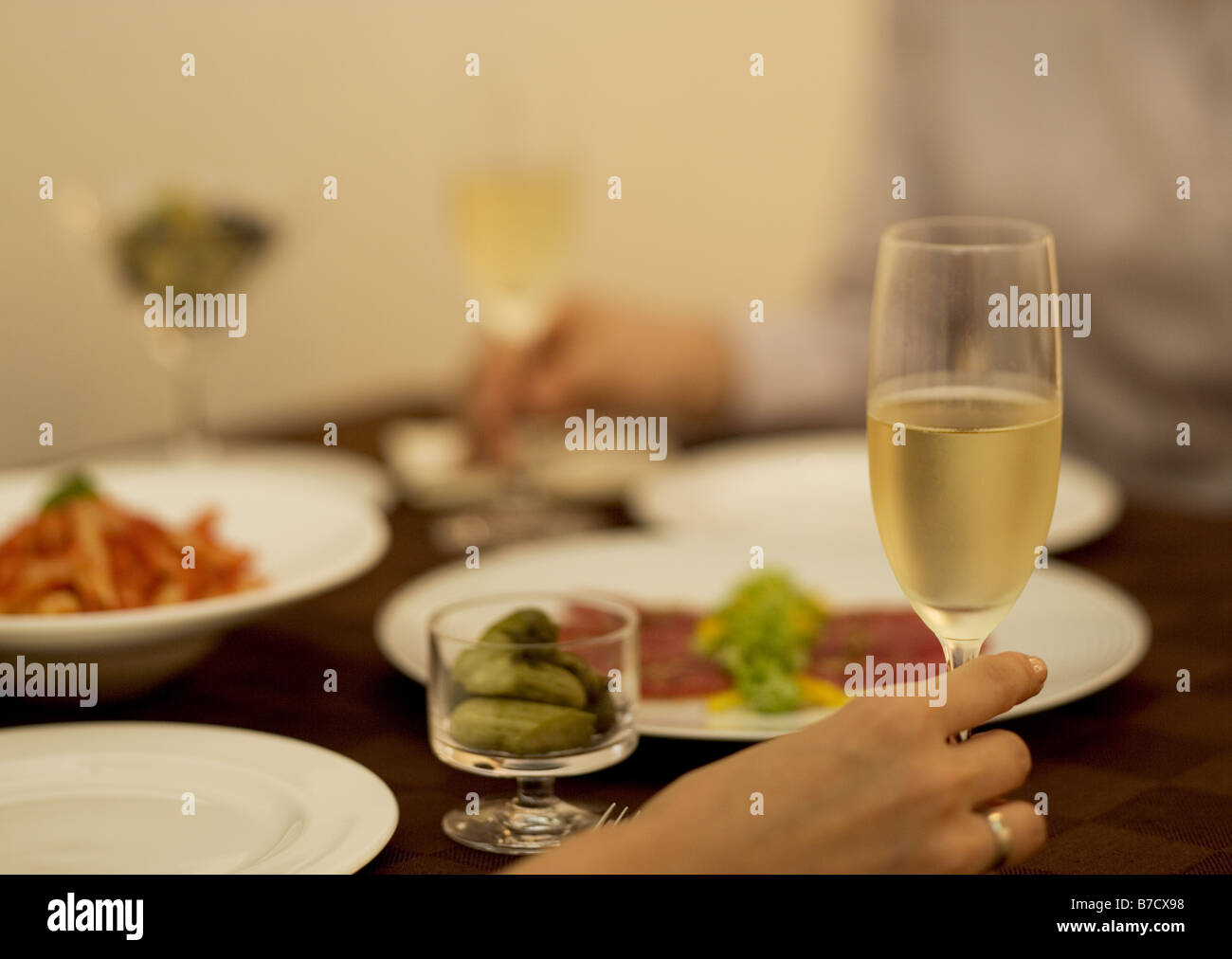 Dining table with Champagne Stock Photo - Alamy