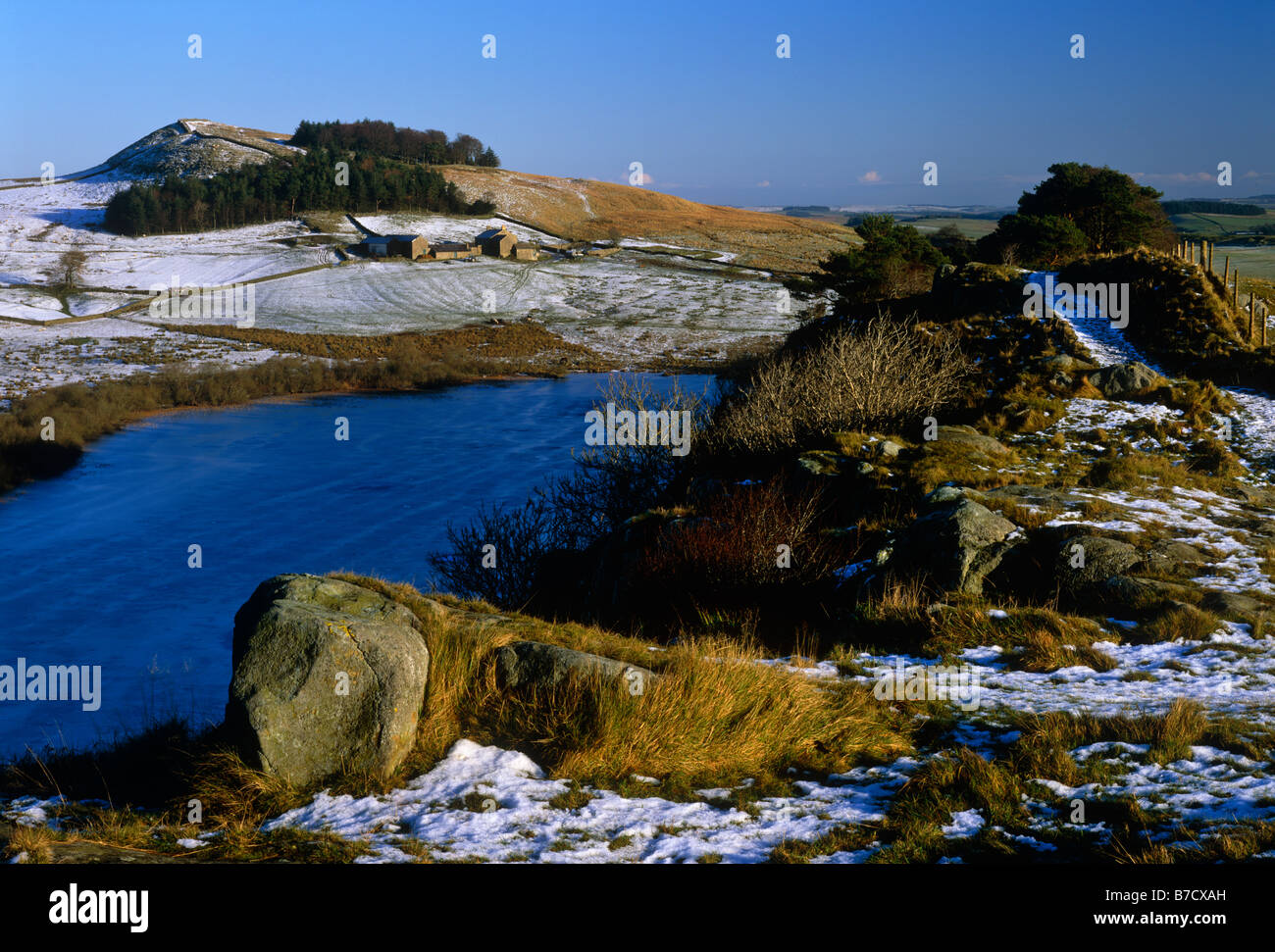 Crag Lough in Winter on Hadrian's Wall, Northumberland National Park ...