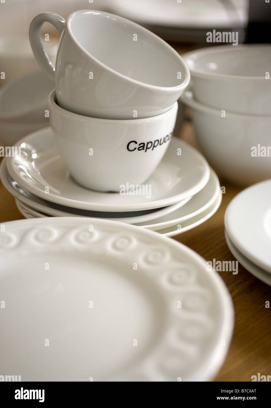 Cups and saucers Stock Photo - Alamy