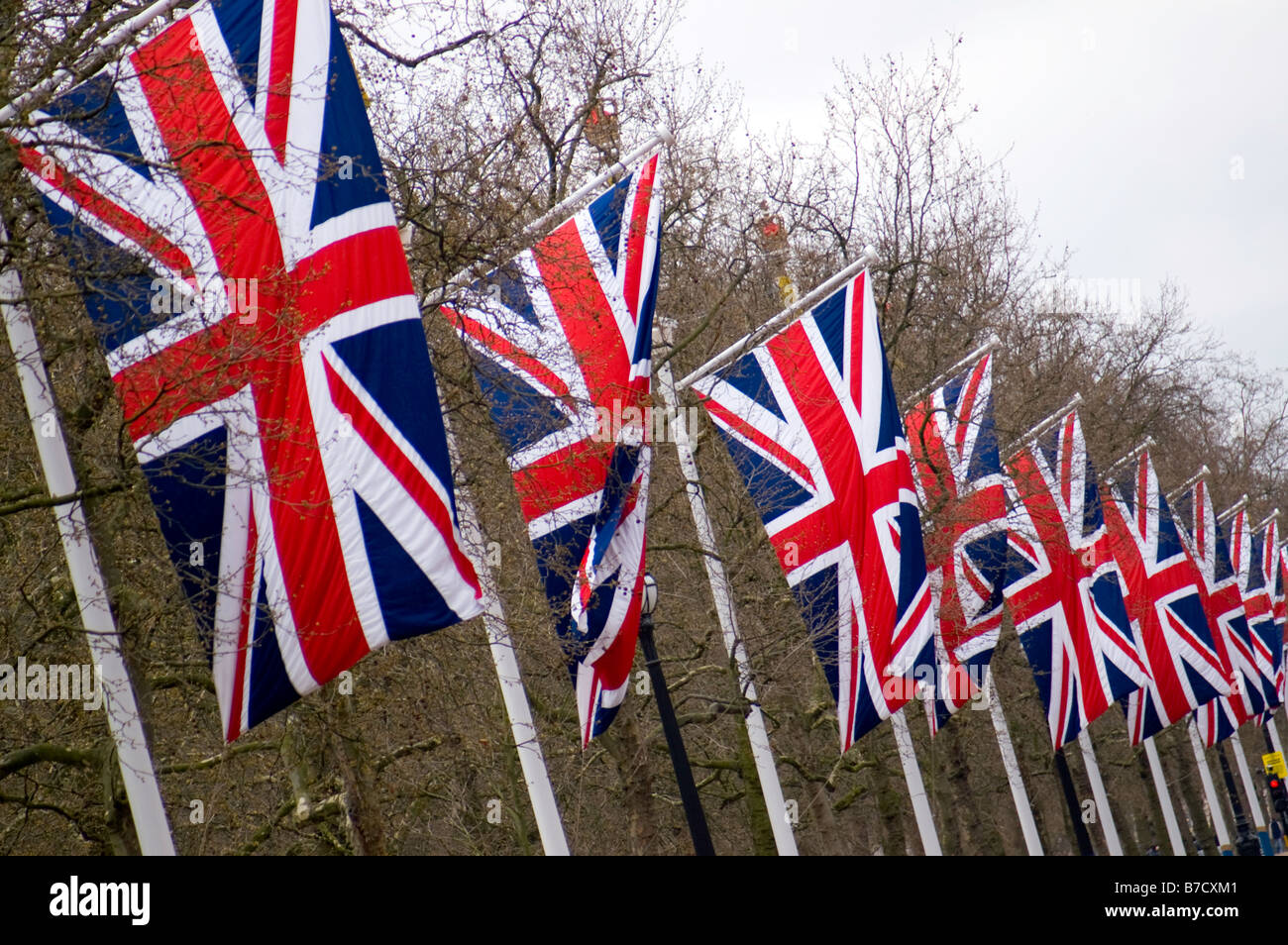 Union Jack flags, along the Mall, London Stock Photo - Alamy
