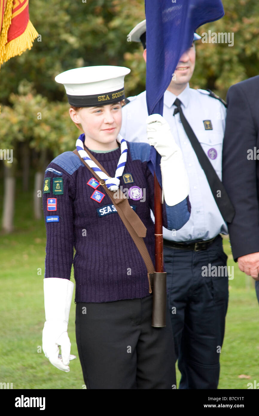 Sea Scout at Royal Britsh Legion Memorial Service at the Merchant Navy ...