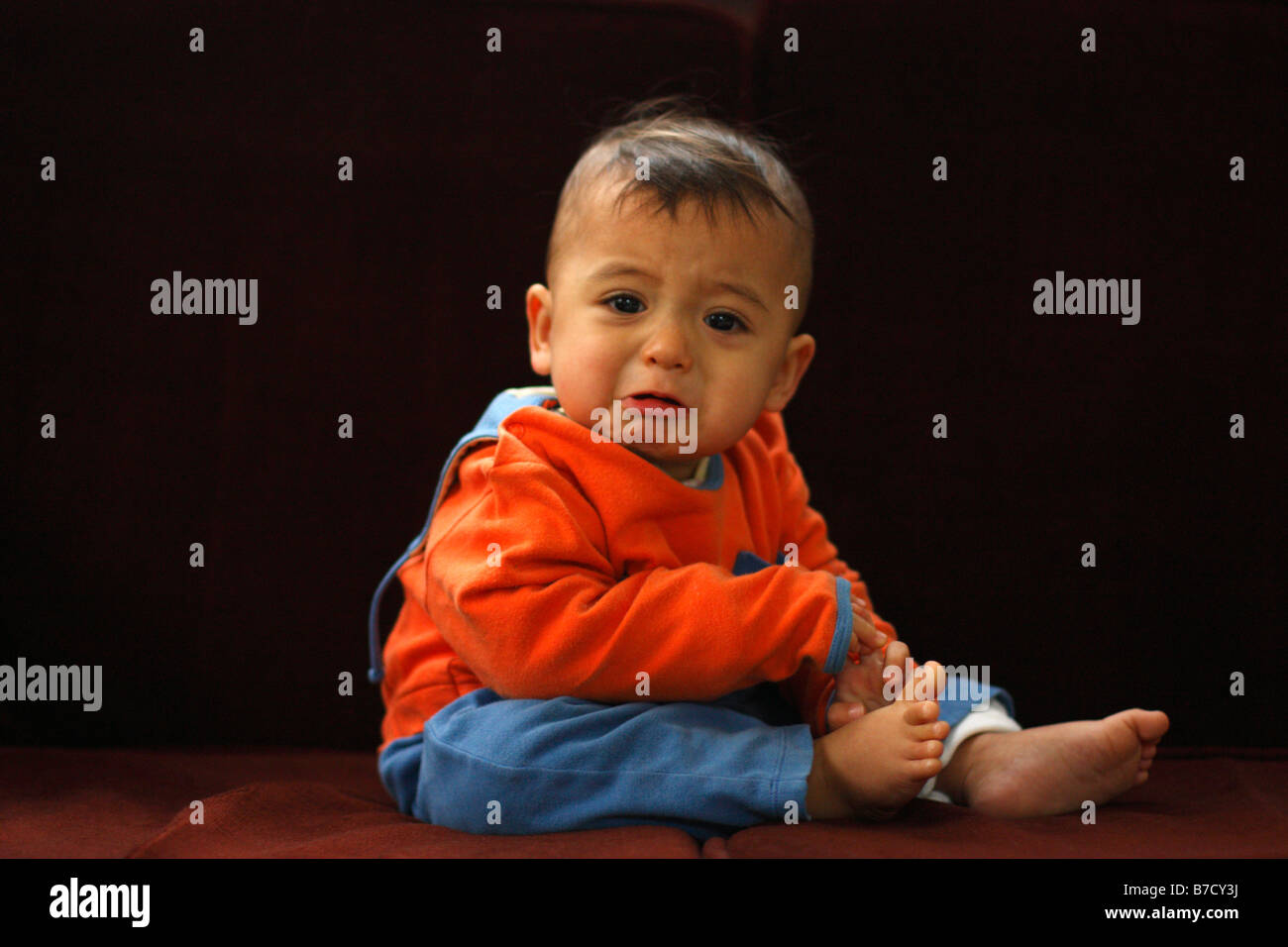 One year old boy pouting Stock Photo - Alamy
