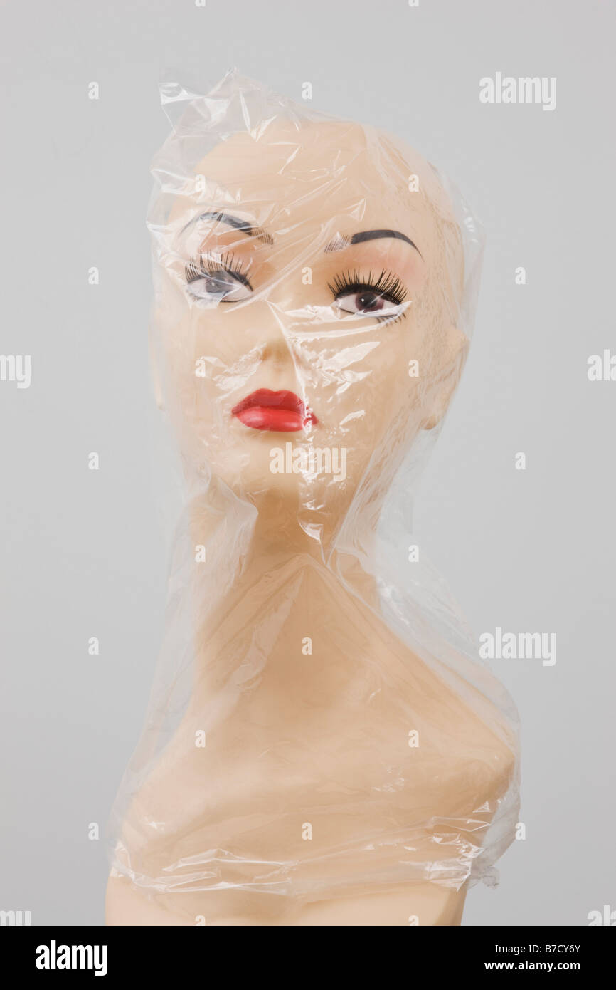 A plastic bag covering a mannequin bust Stock Photo - Alamy