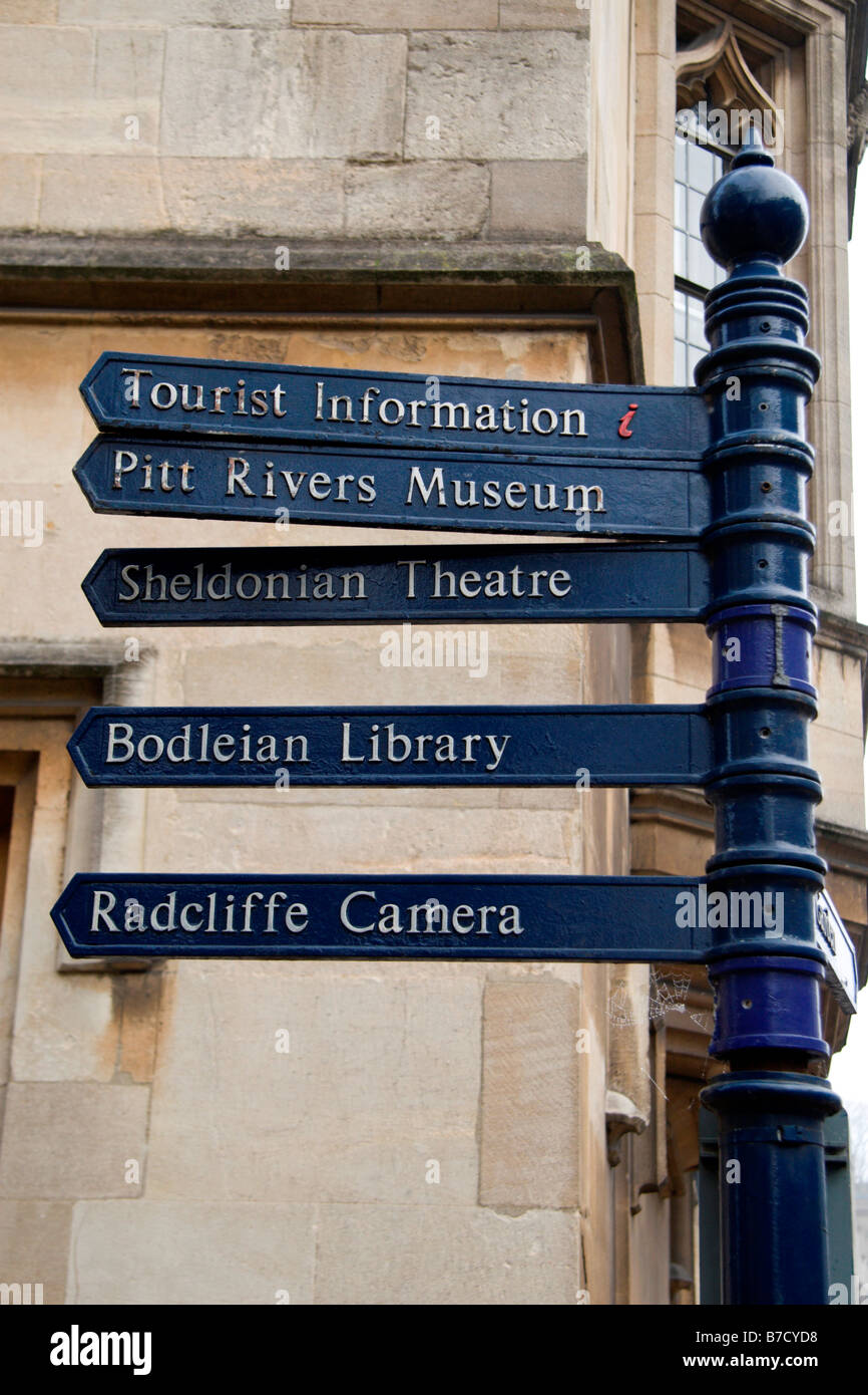 Pedestrian signpost (for tourists ) on High Street, Oxford, England ...