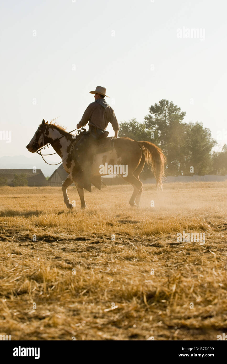 A cowboy riding a horse Stock Photo - Alamy