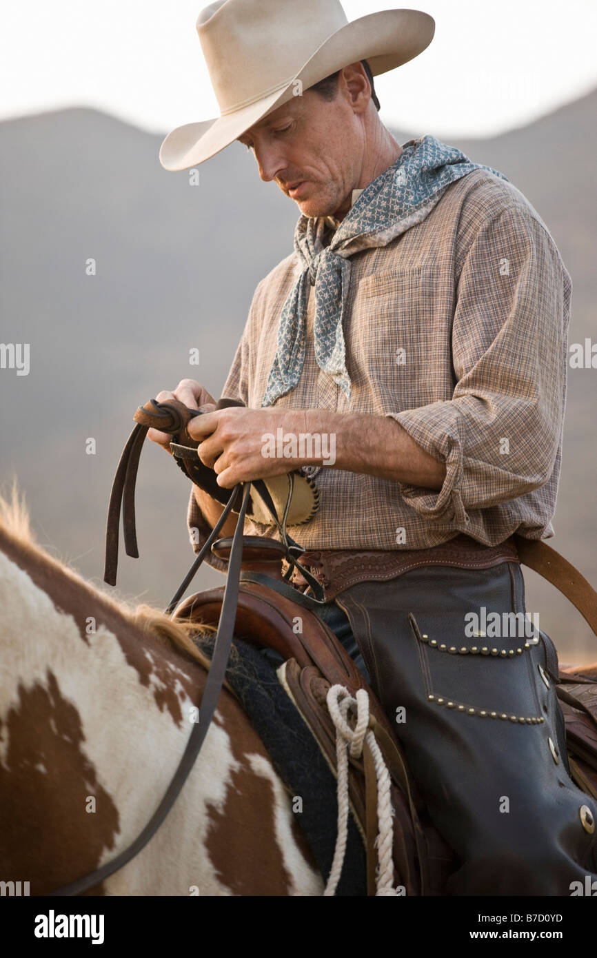 A cowboy sitting on his horse Stock Photo - Alamy