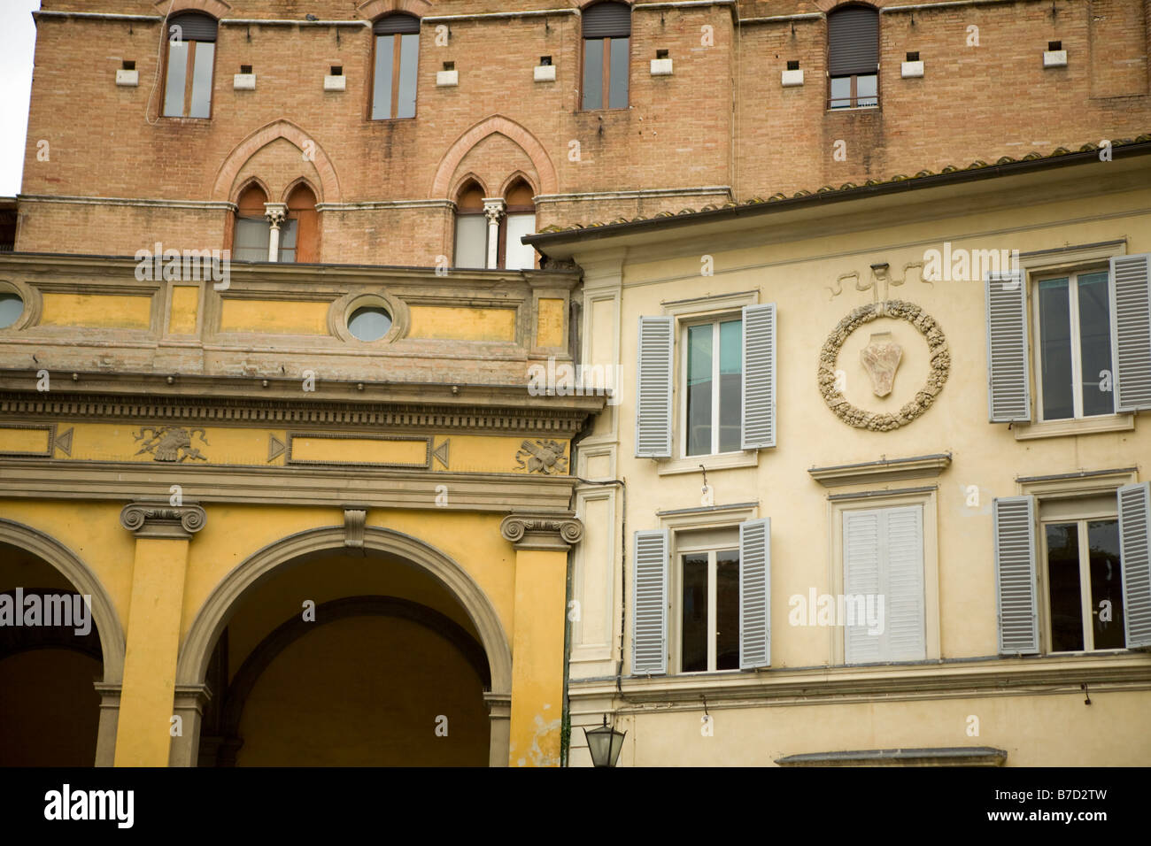 Windows and walls in Assisi, Italy showing Italian architectural style ...