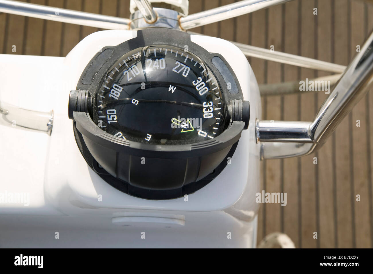 Detail of the compass on a yacht Stock Photo - Alamy
