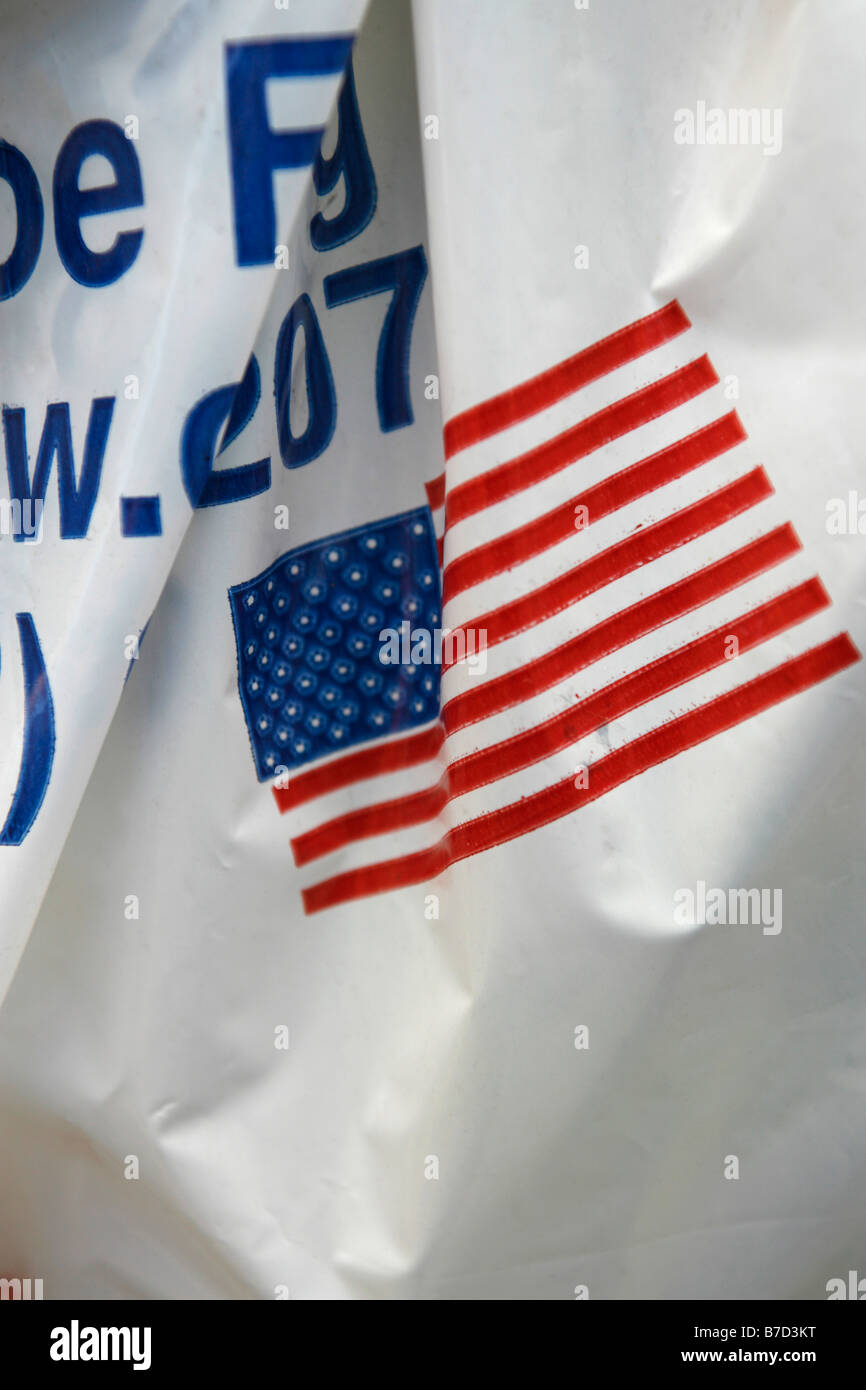 The American flag on plastic packaging Stock Photo - Alamy