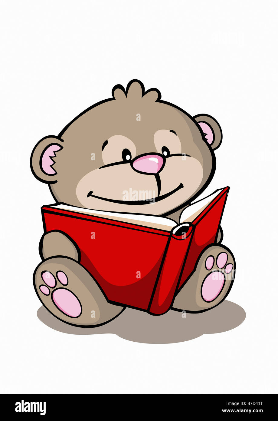 A cartoon bear reading a book Stock Photo - Alamy