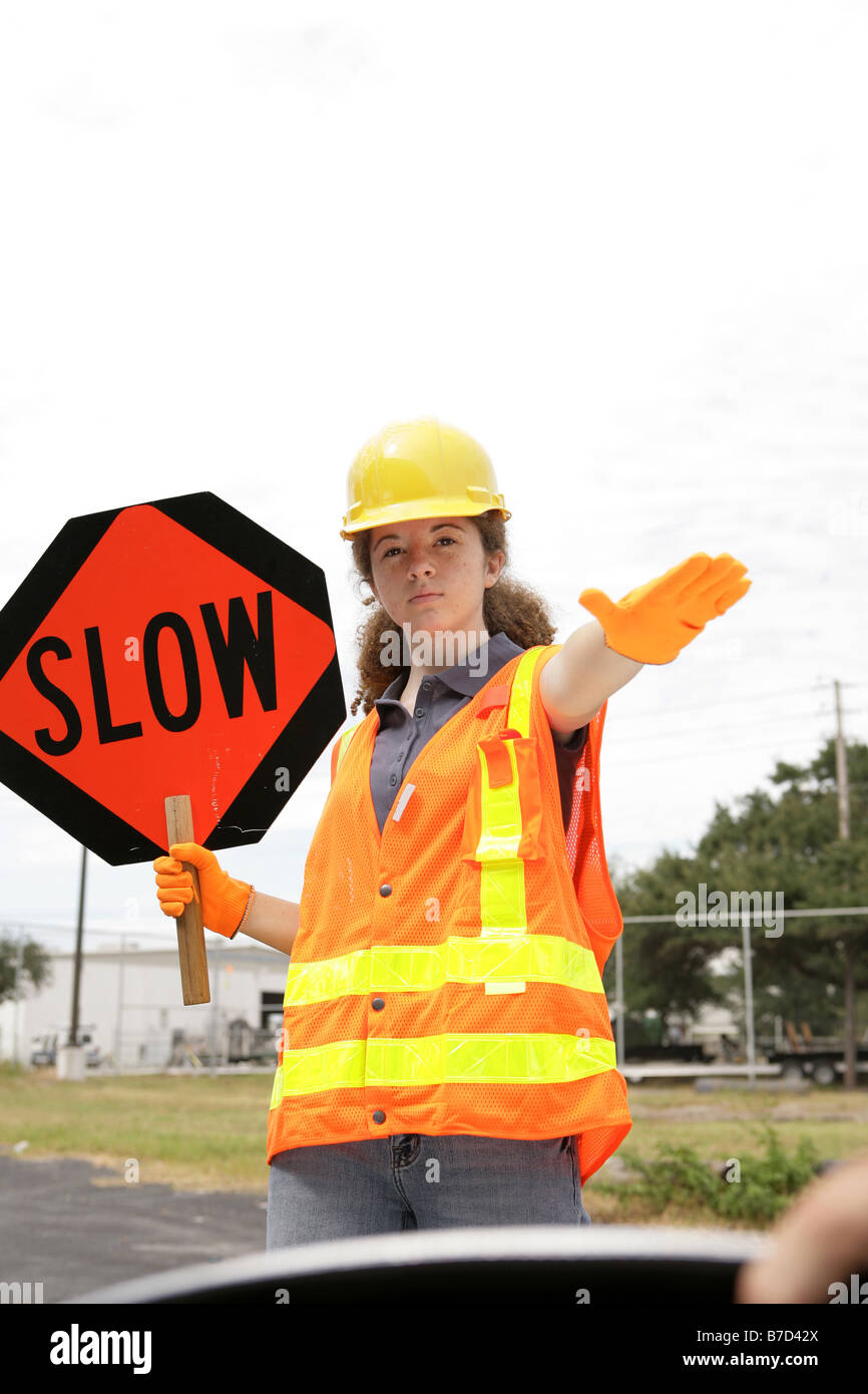 Construction worker directing traffic hi-res stock photography and ...