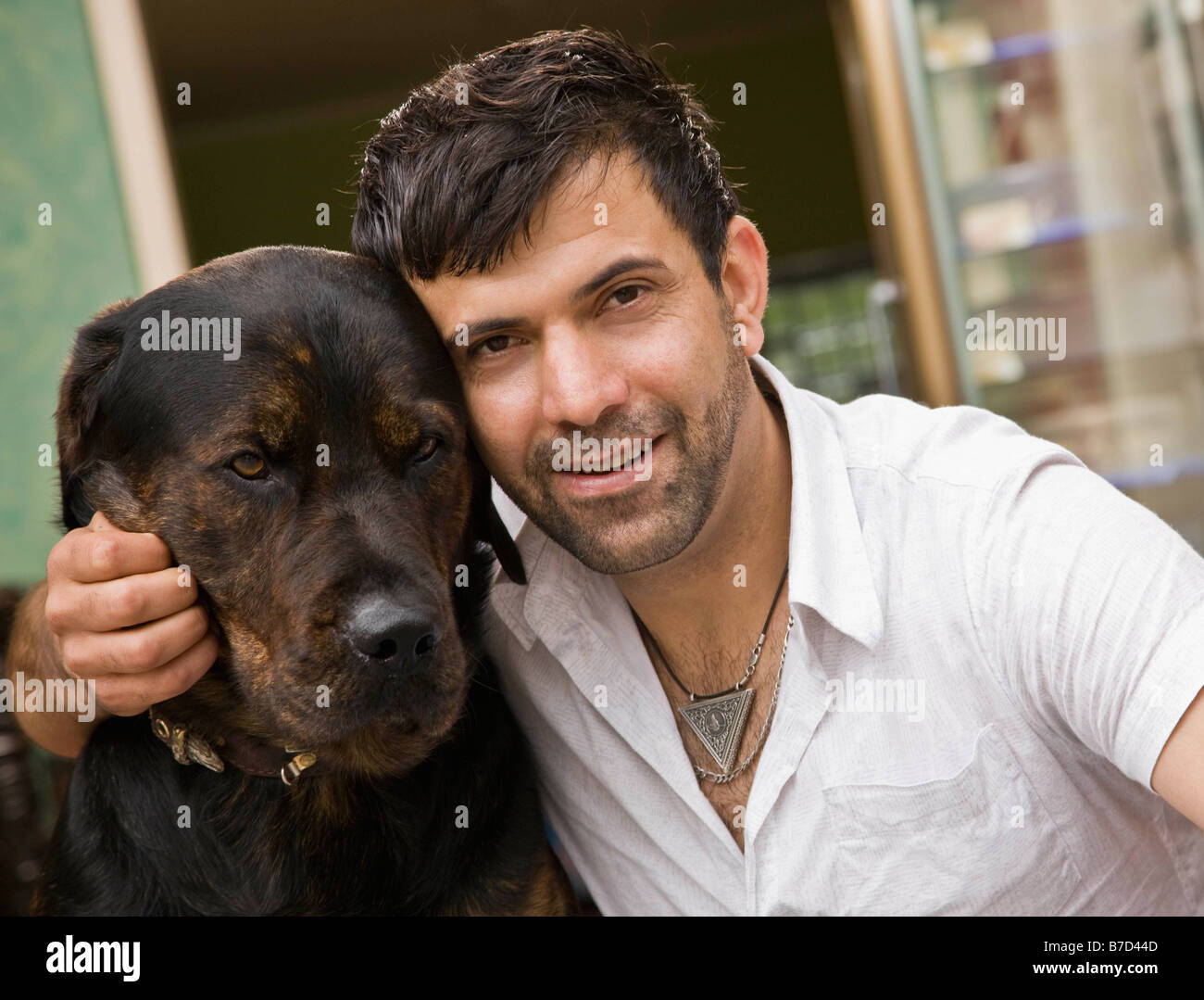 Portrait of man with his dog Stock Photo - Alamy