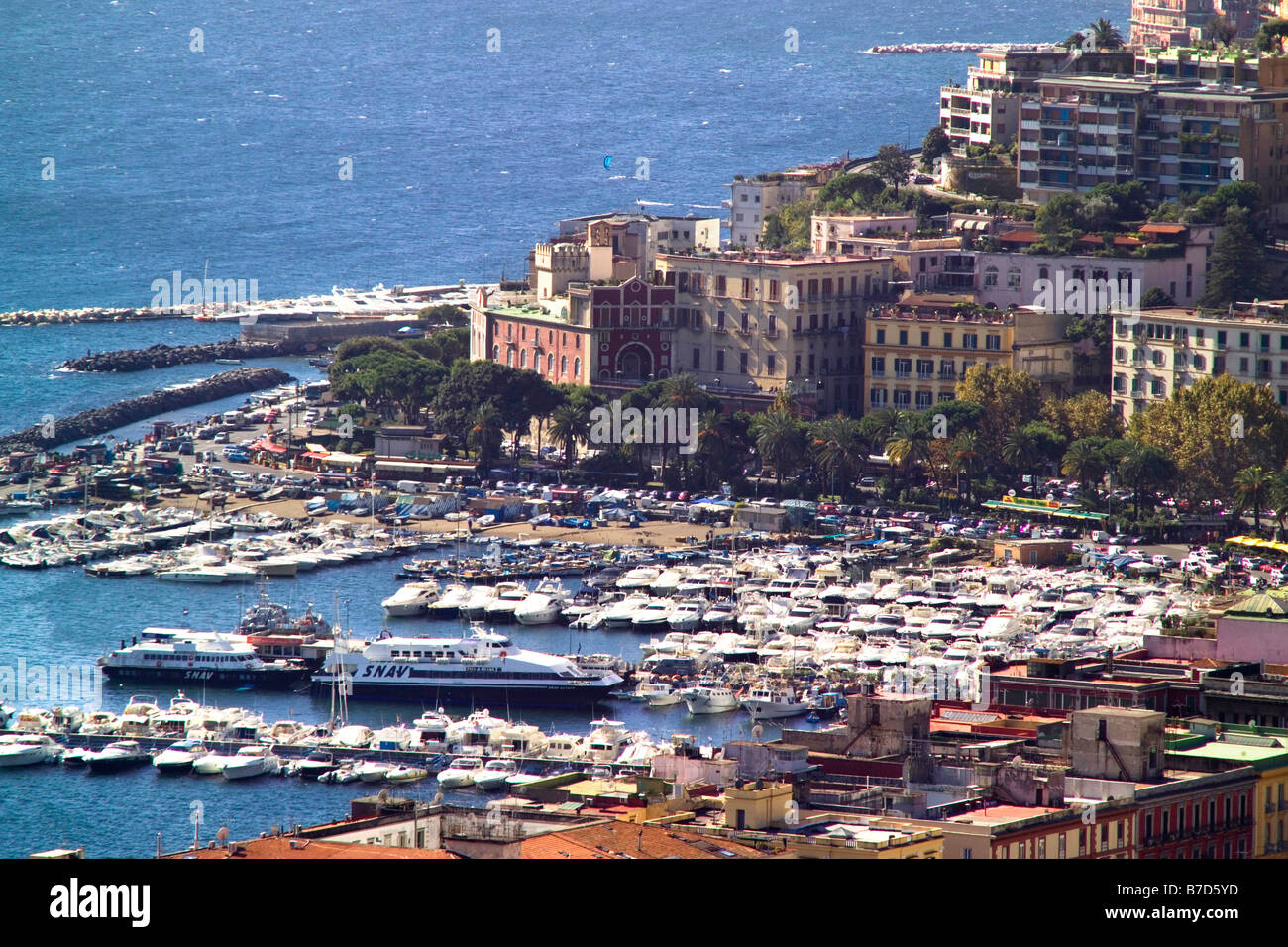 Mergellina harbour seen from Villa Floridiana, Naples, Campania, Italy ...