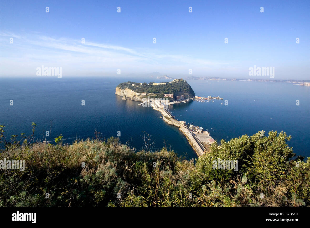 Nisida seen by Virgiliano park, Capo Posillipo, Naples, Campania, Italy ...