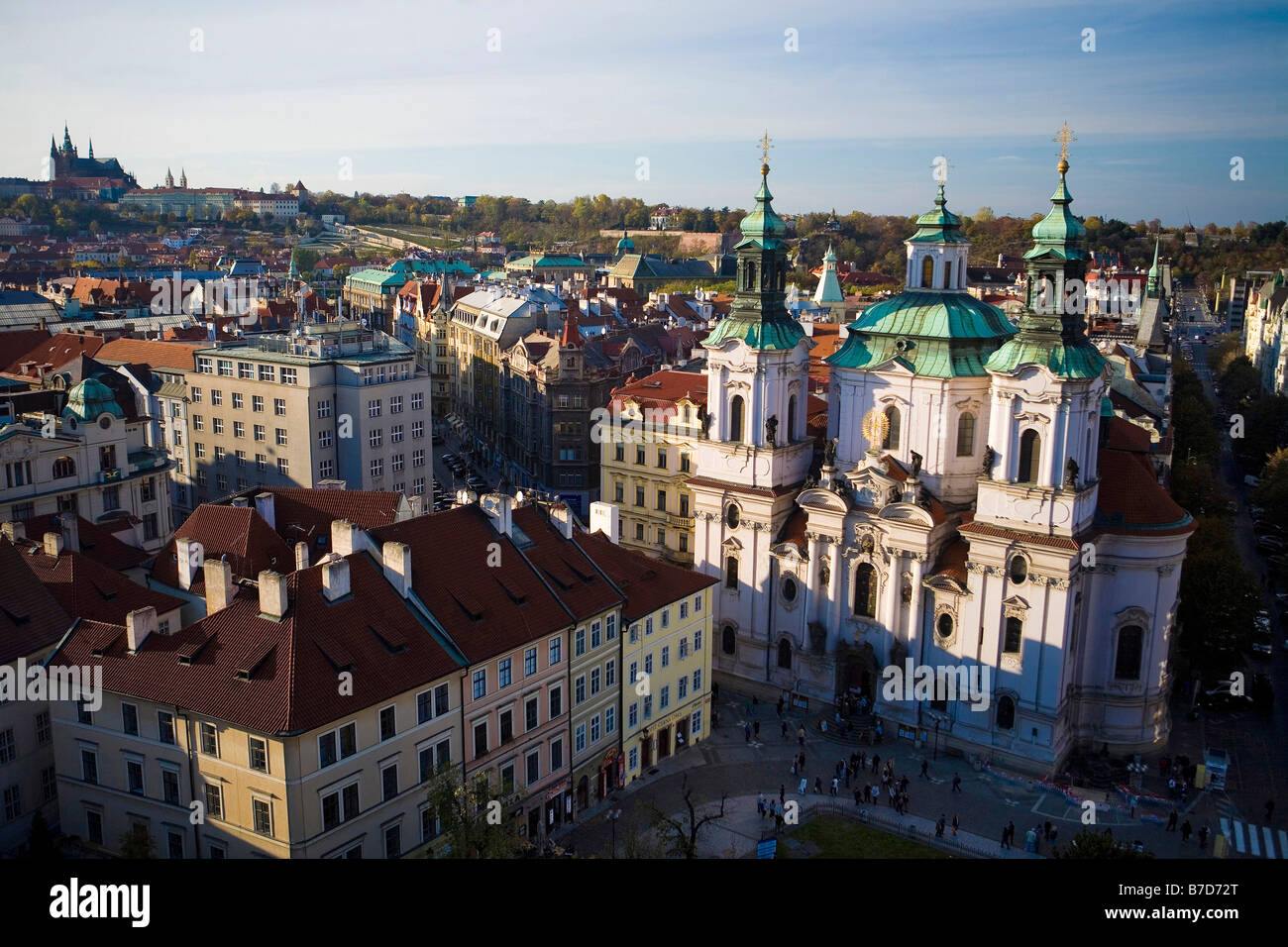 Cityscape, St. Nichola church, Staromestska square, Prague, Czech ...