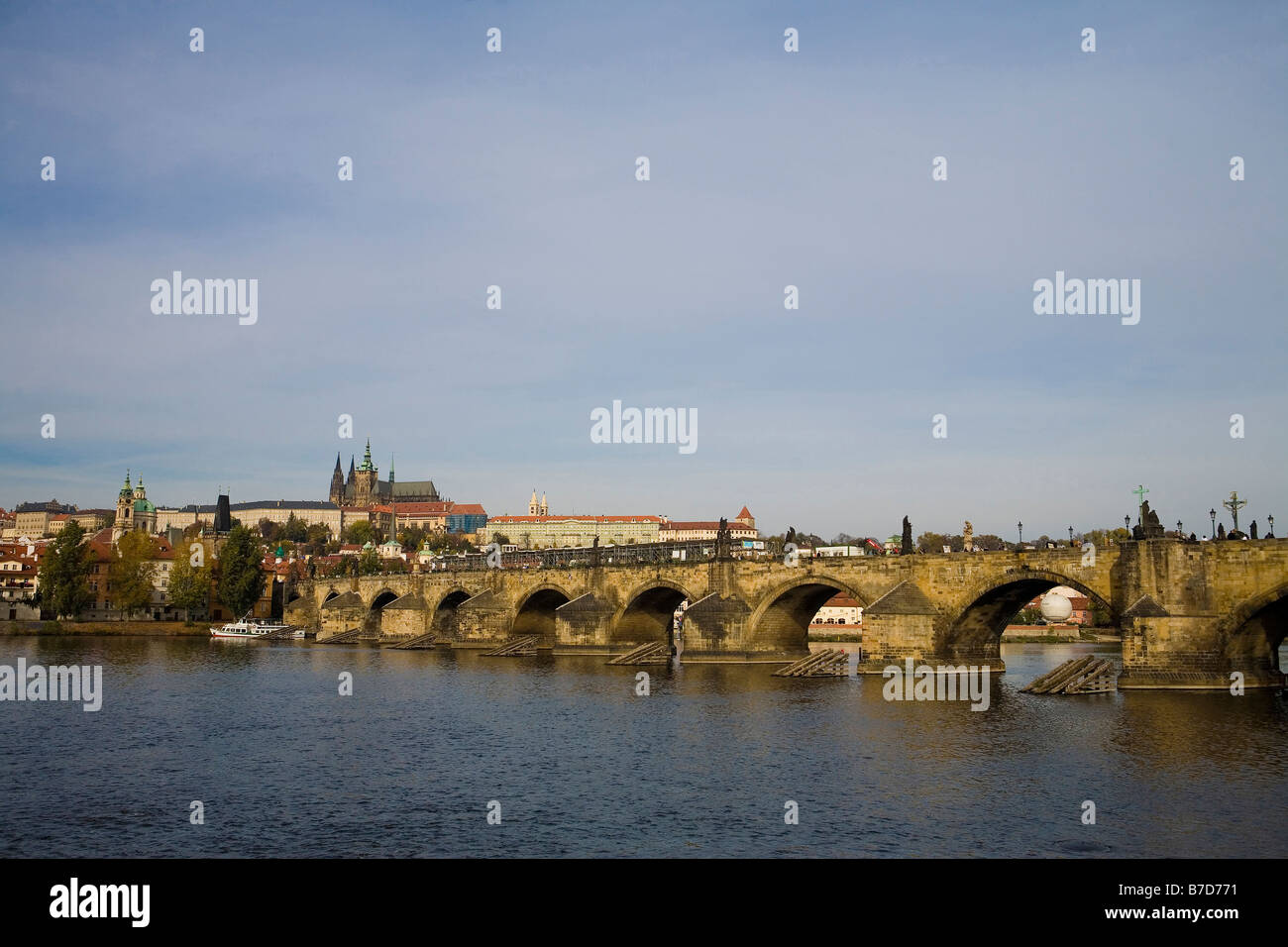 Karl bridge on Moldava river, Prague, Czech Republic, Europe Stock ...