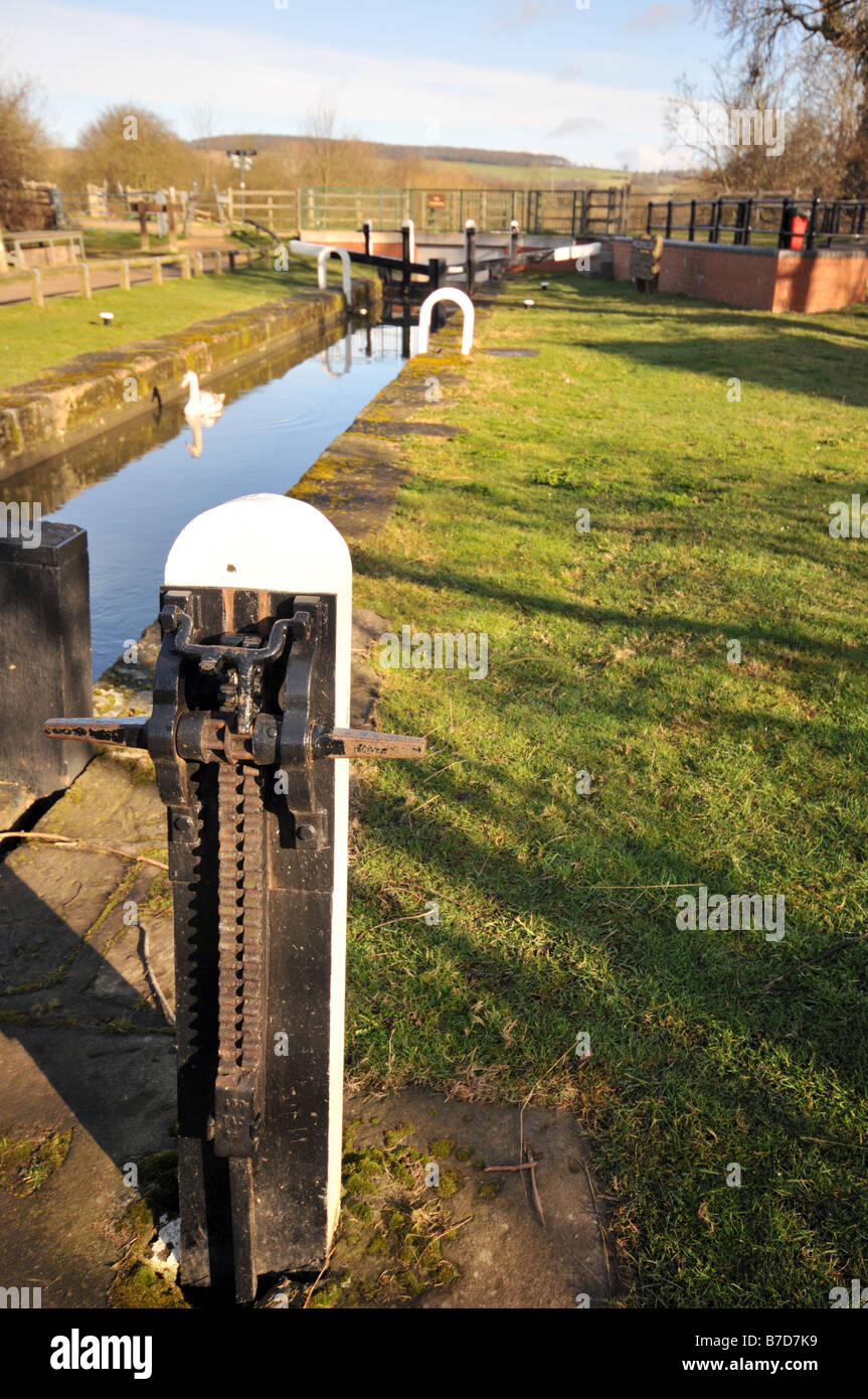 Lock on Chesterfield canal in Derbyshire England UK Stock Photo - Alamy