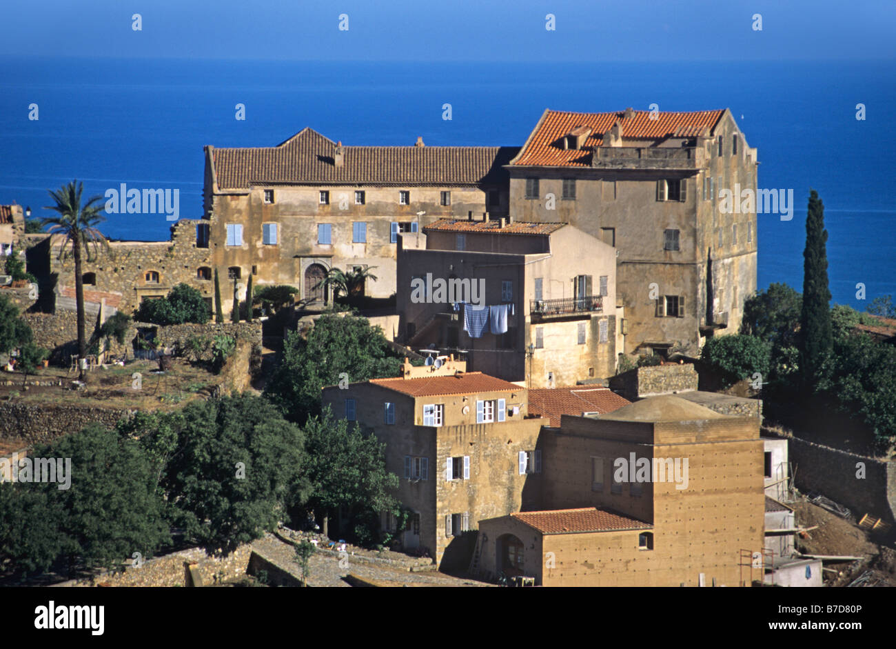 View over Perched or Hilltop Village of Pigna, Balagne Region, Corsica ...