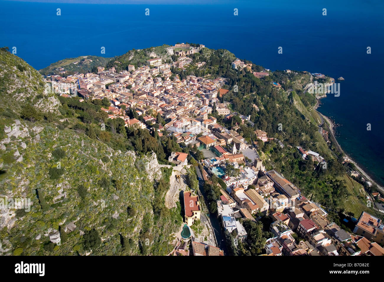 Aerial view, Taormina, Sicily, Italy Stock Photo - Alamy