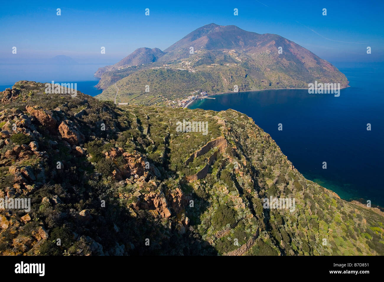 Aerial view, Filicudi island, Aeolian Islands, Sicily, Italy Stock ...