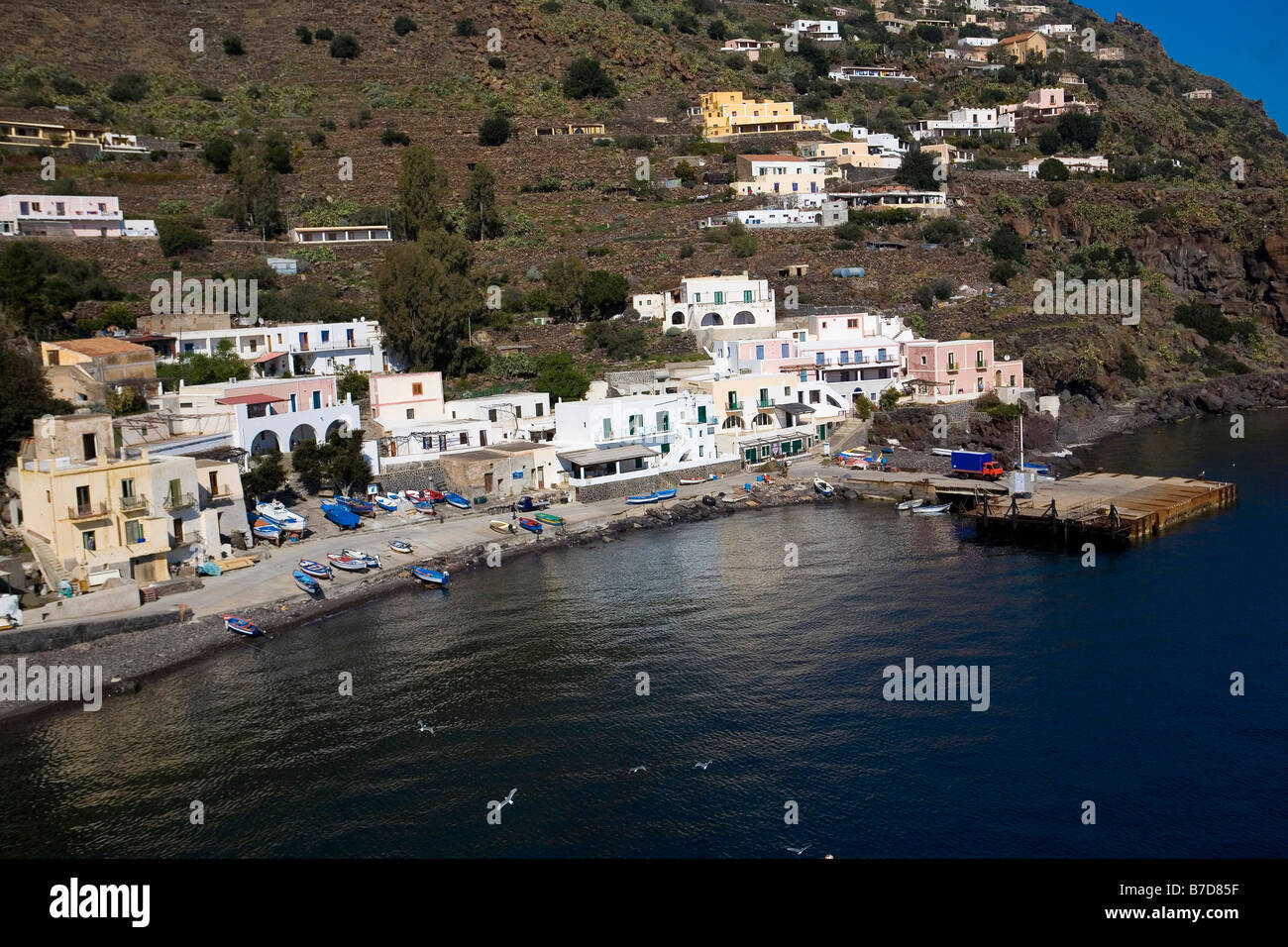 Aerial view, Alicudi island, Aeolian Islands, Sicily, Italy Stock Photo ...