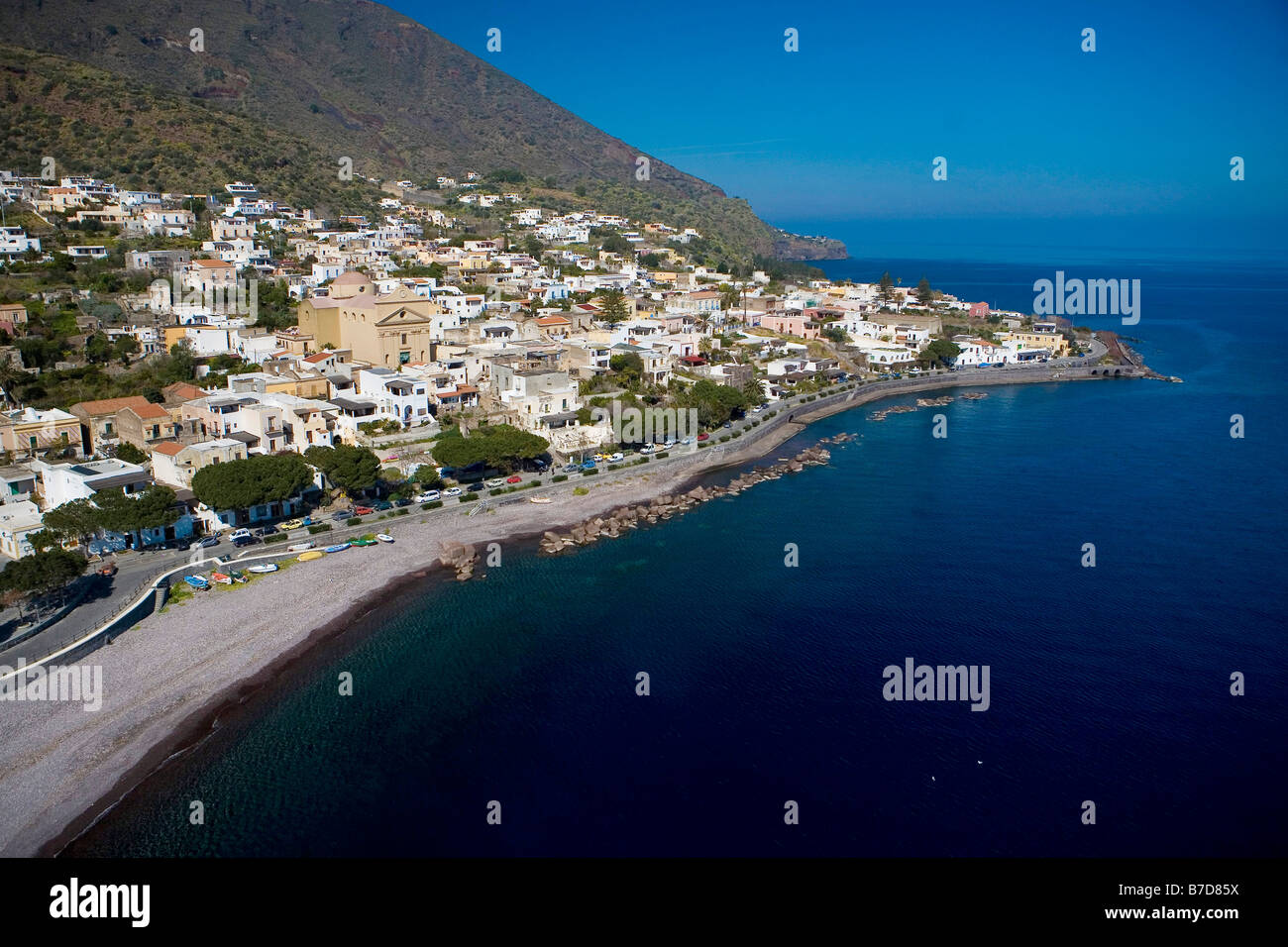 Aerial view, Salina island, Aeolian Islands, Sicily, Italy Stock Photo ...