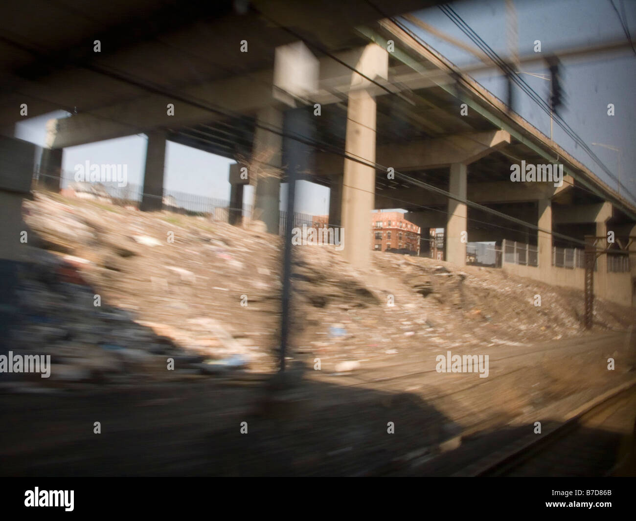 Looking out the window of an Amtrak train in New York New York Stock ...