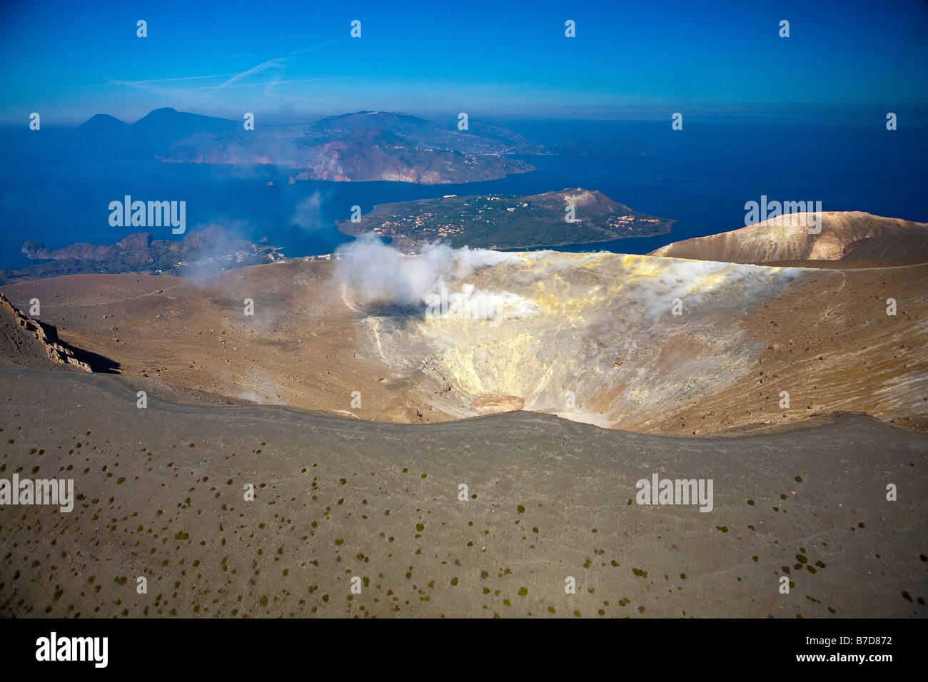 Aerial view of the crater, Vulcano island, Aeolian Islands, Sicily ...