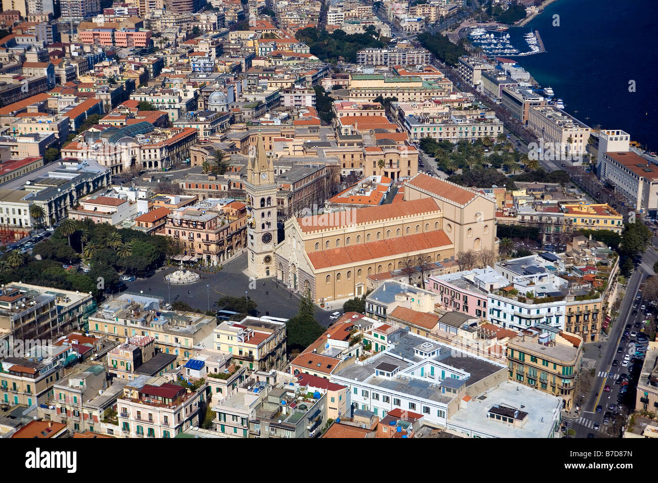 Aerial view with cathedral, Messina, Sicily, Italy Stock Photo - Alamy