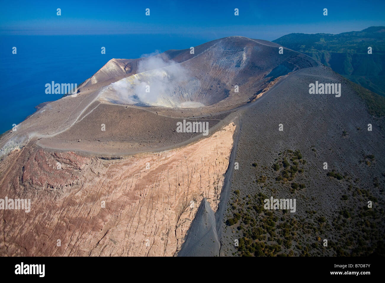 Aerial view of the crater, Vulcano island, Aeolian Islands, Sicily ...