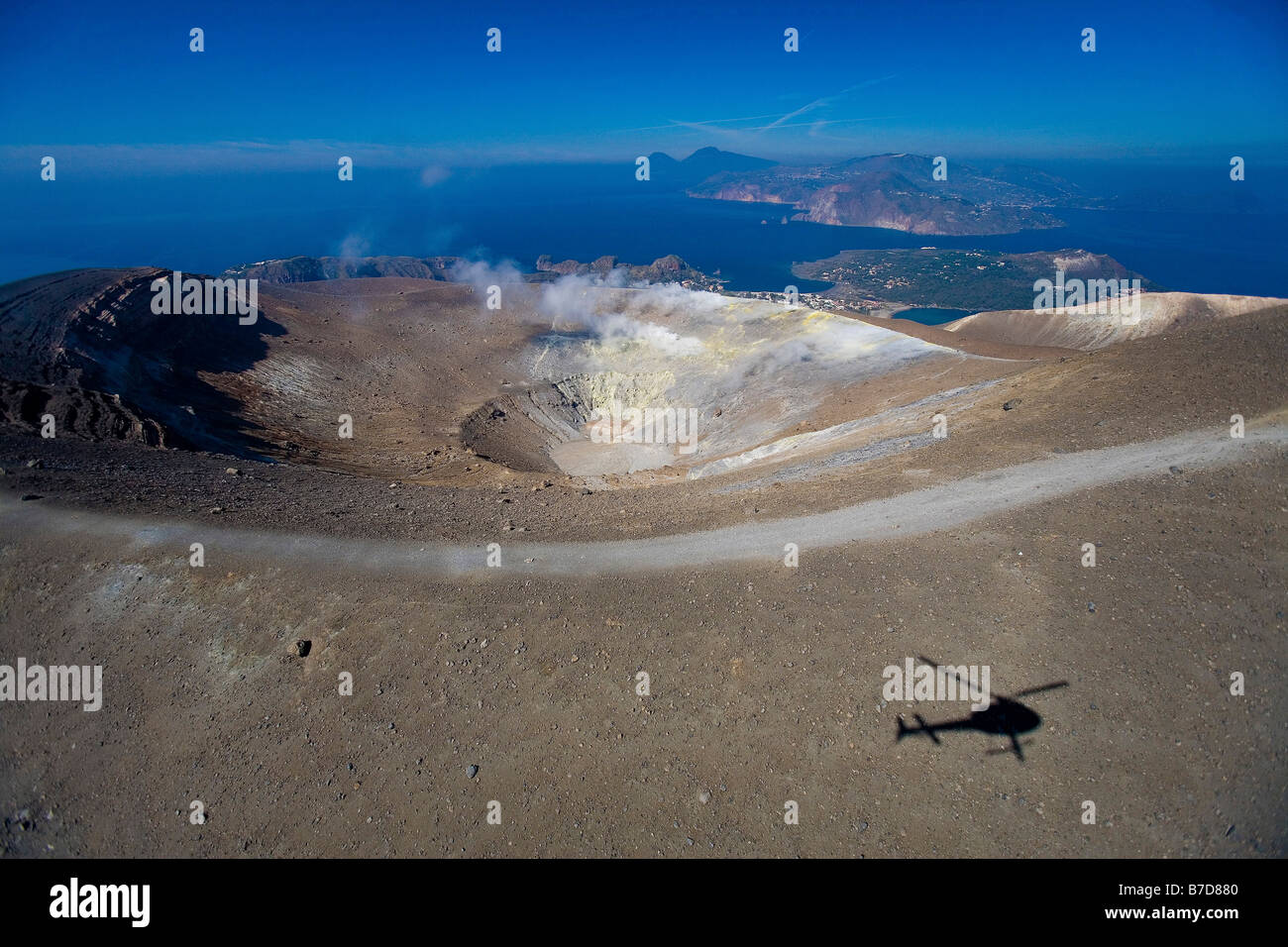 Aerial view of the crater, Vulcano island, Aeolian Islands, Sicily ...