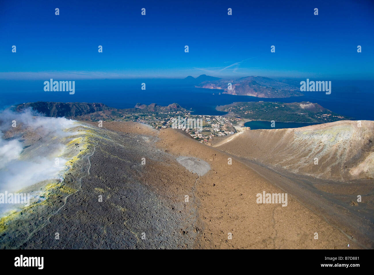 Aerial view of the crater, Vulcano island, Aeolian Islands, Sicily ...