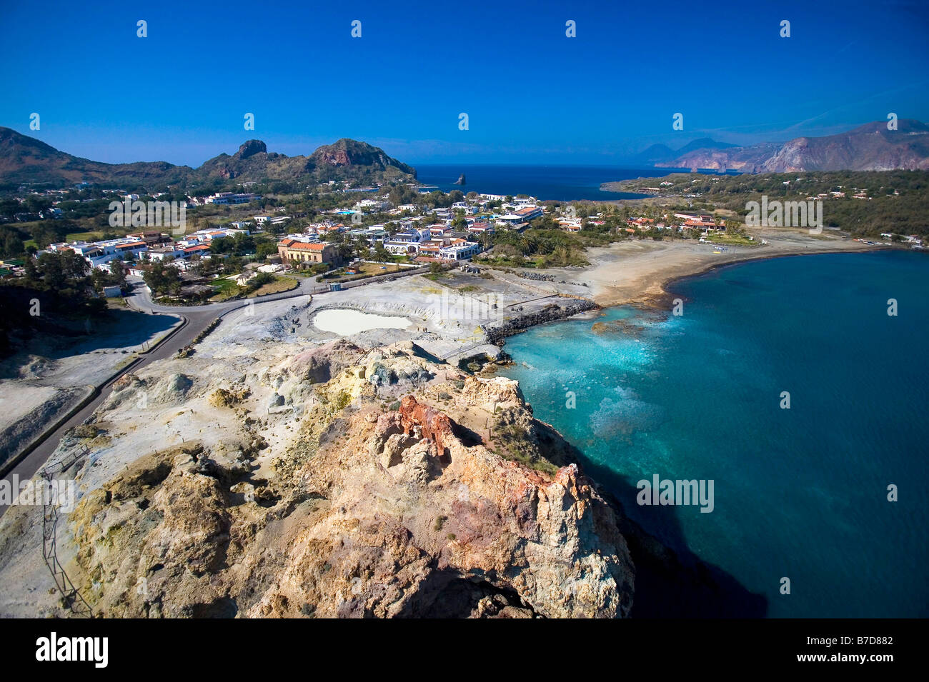 Aerial view, Vulcano island, Aeolian Islands, Sicily, Italy Stock Photo ...
