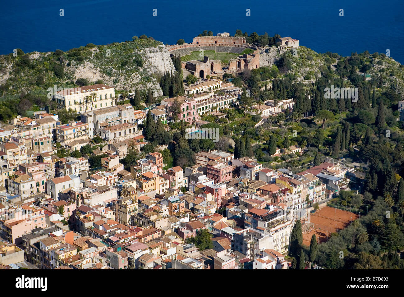 Taormina greek theatre aerial hi-res stock photography and images - Alamy