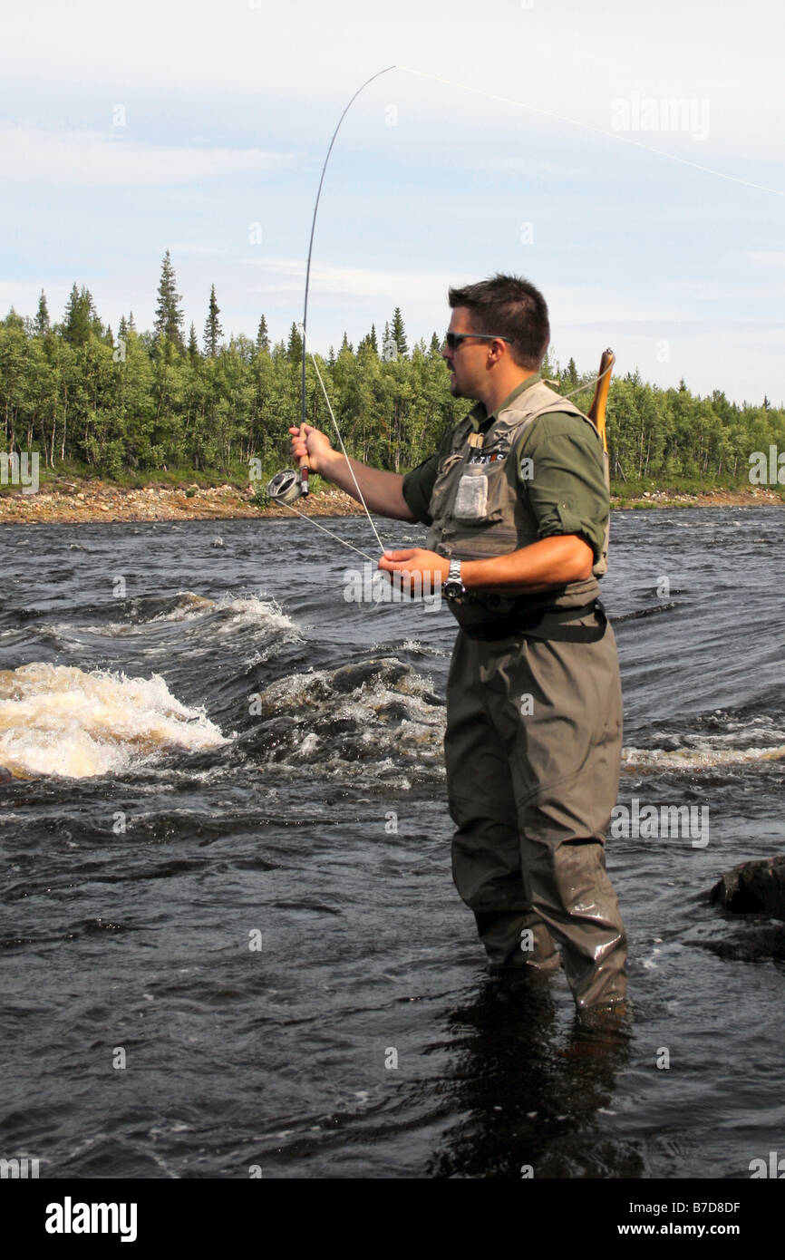 Fishing at river Ounasjoki, Finland, Lapland Stock Photo - Alamy