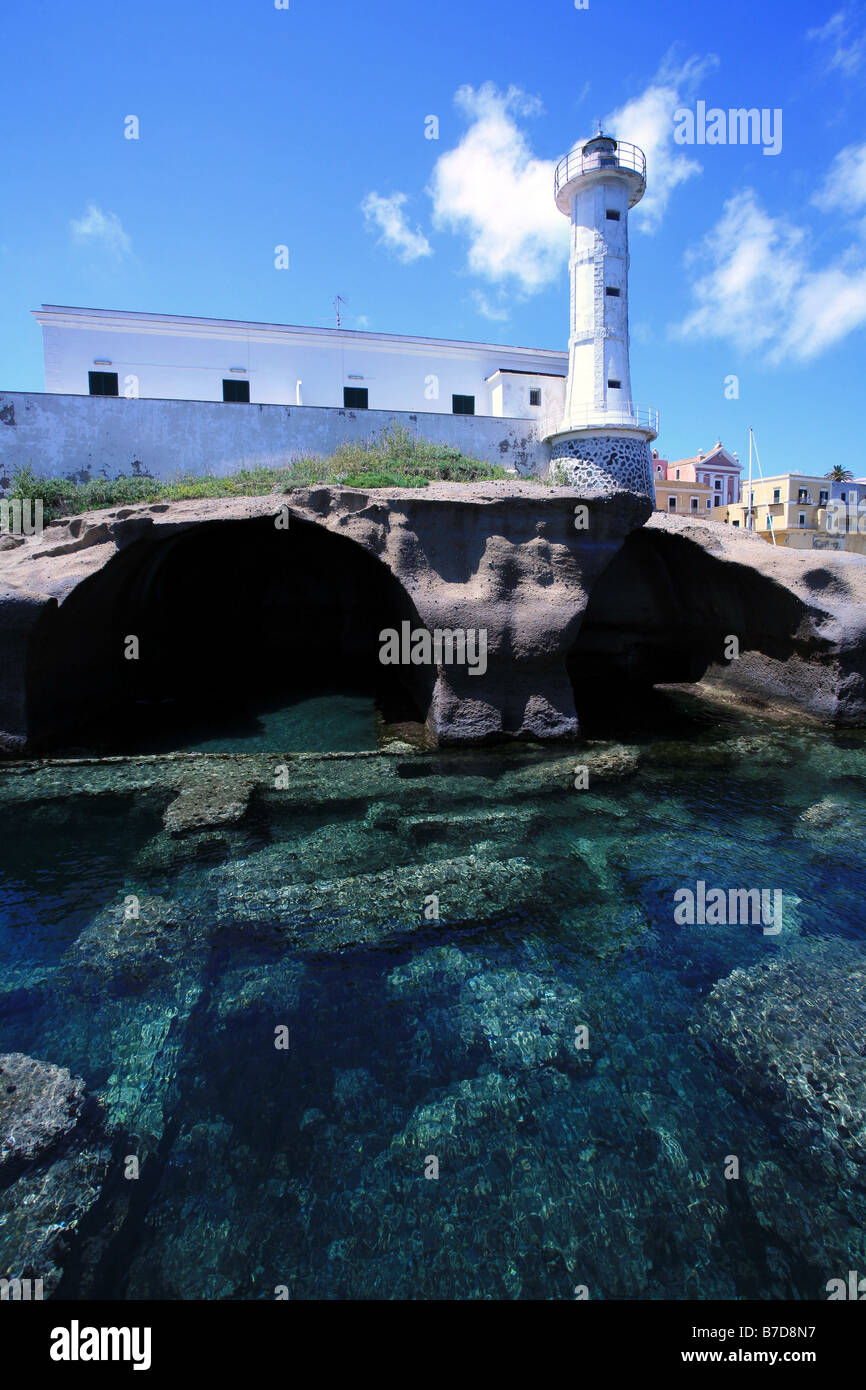 Roman fish pond under lighthouse, Ventotene island, Lazio, Italy Stock ...