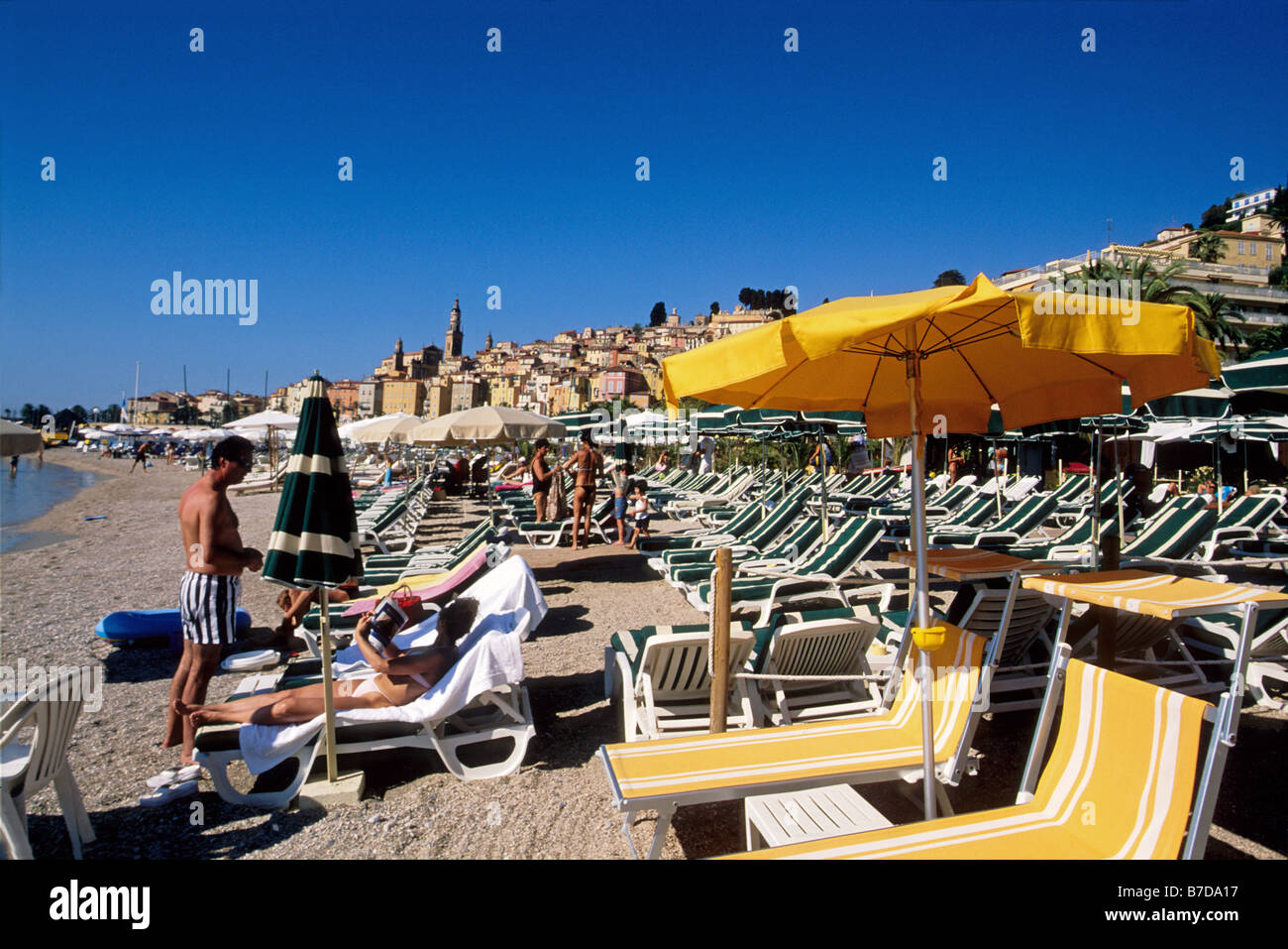 The beach of Garavan In Menton Stock Photo - Alamy