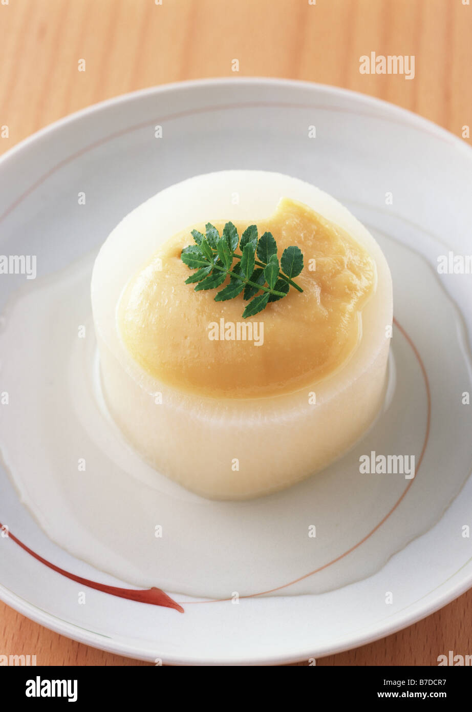 Boiled white radish & miso on top Stock Photo - Alamy