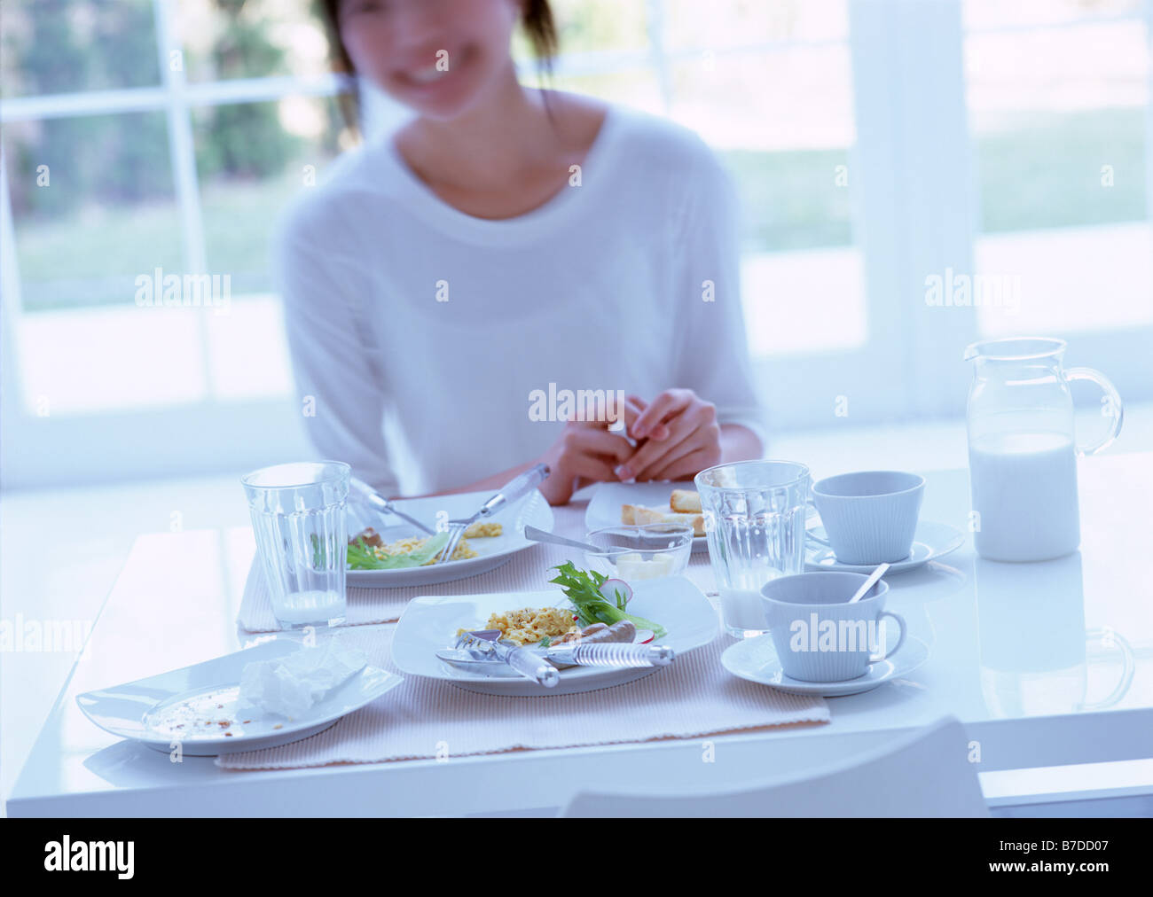 Woman breakfast having pot hi-res stock photography and images - Alamy
